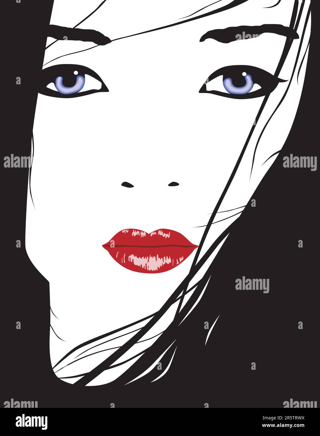 Vector portrait illustration of an asian woman Stock Vector Image & Art ...