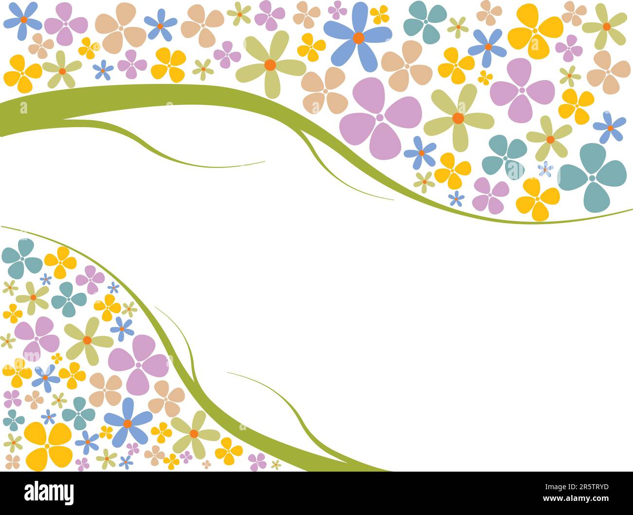 Illustration of different colored and sized spring flowers Stock Vector ...