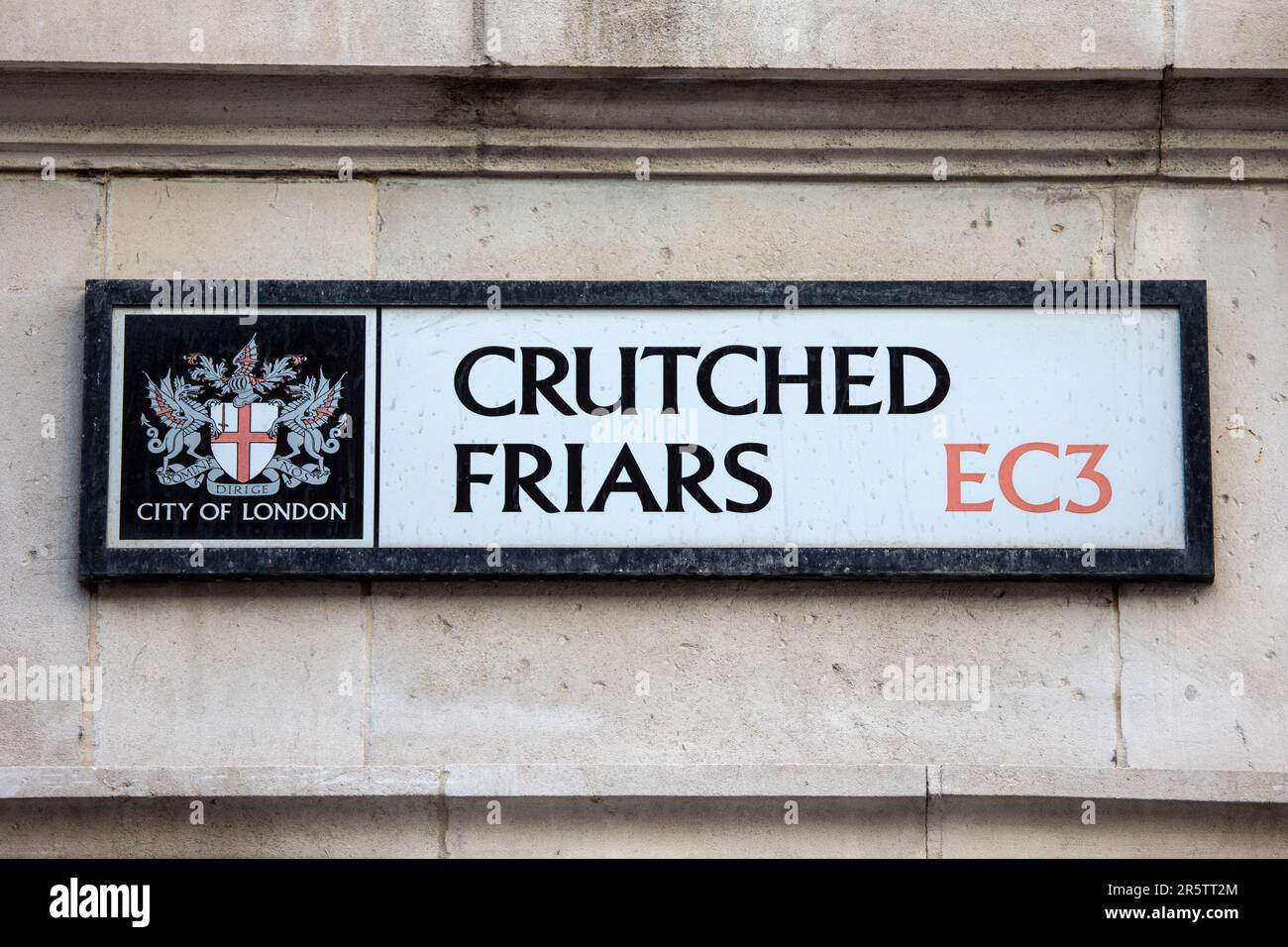 London, UK - April 17th 2023: Street sign for Crutched Friars in the ...