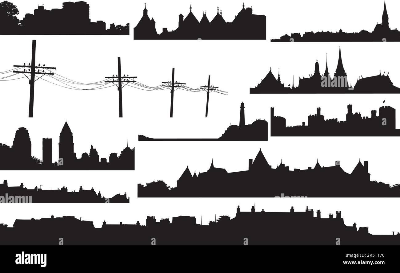 Set of various vector skylines and foregrounds Stock Vector Image & Art ...