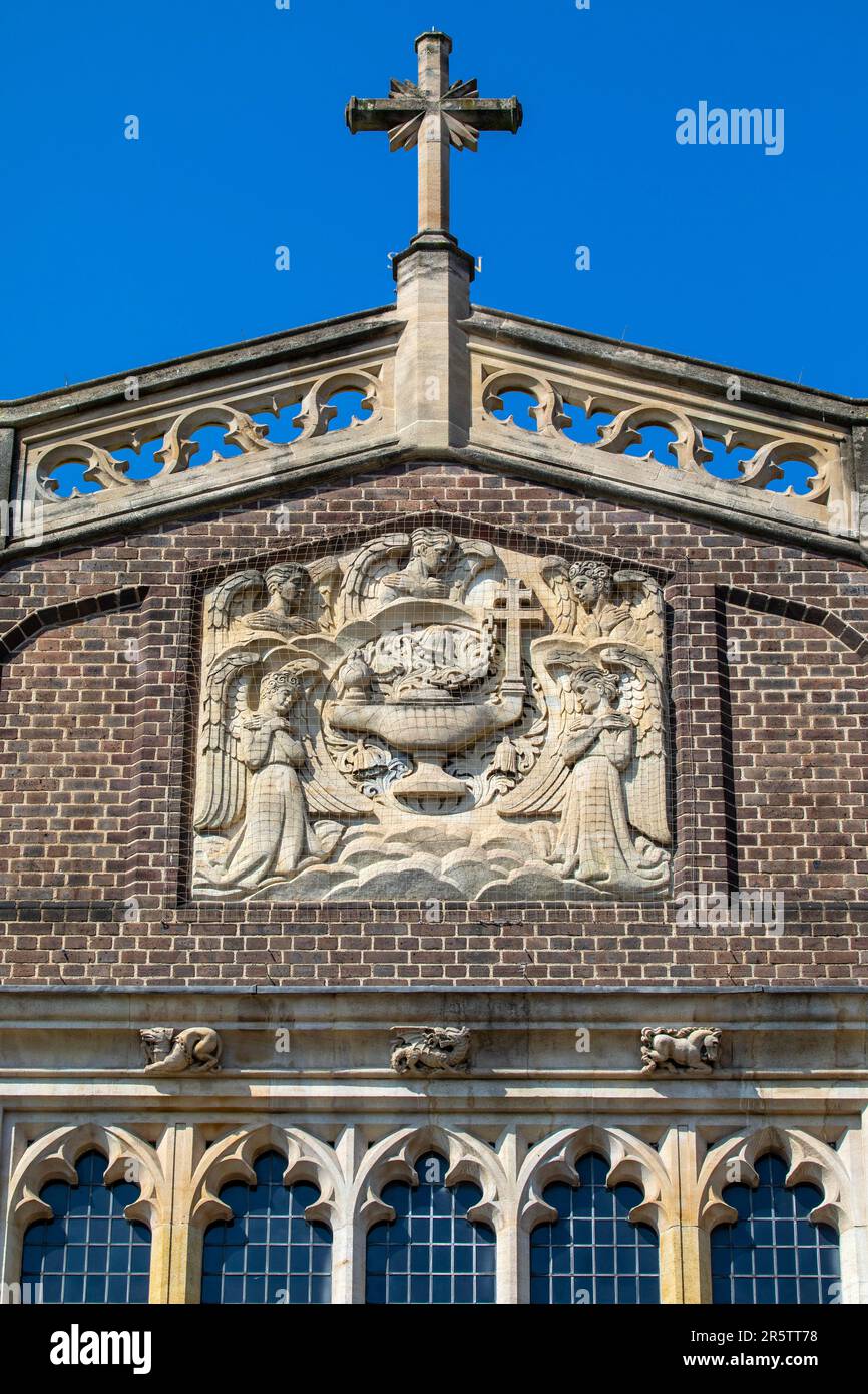 London, UK - April 17th 2023: Relief sculpture on the exterior of All ...