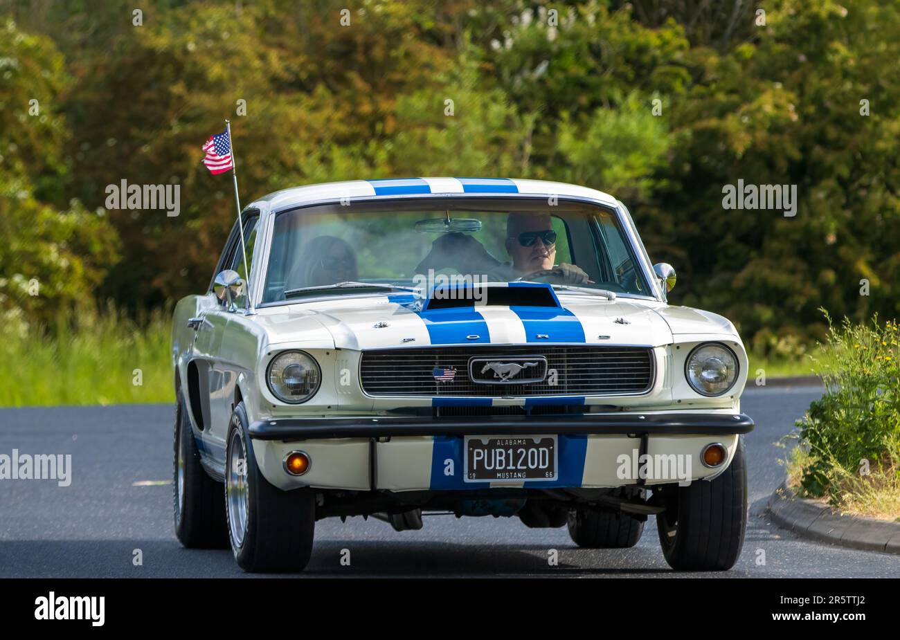 Stony Stratford,UK - June 4th 2023: 1966 WHITE FORD MUSTANG classic car ...