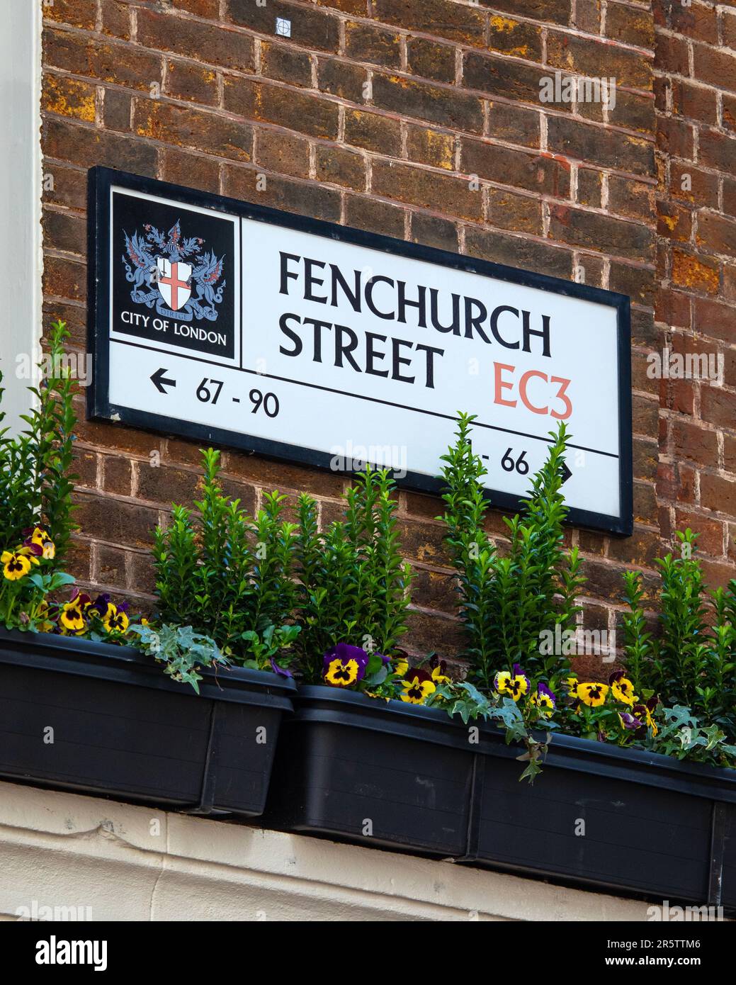 London, UK - April 17th 2023: Street sign for Fenchurch Street in the ...