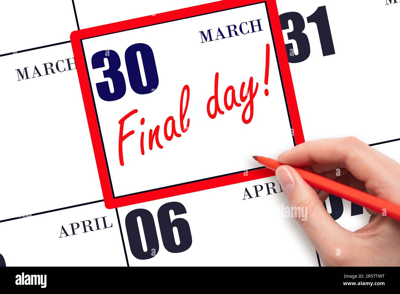 30 march calendar on hi-res stock photography and images - Alamy