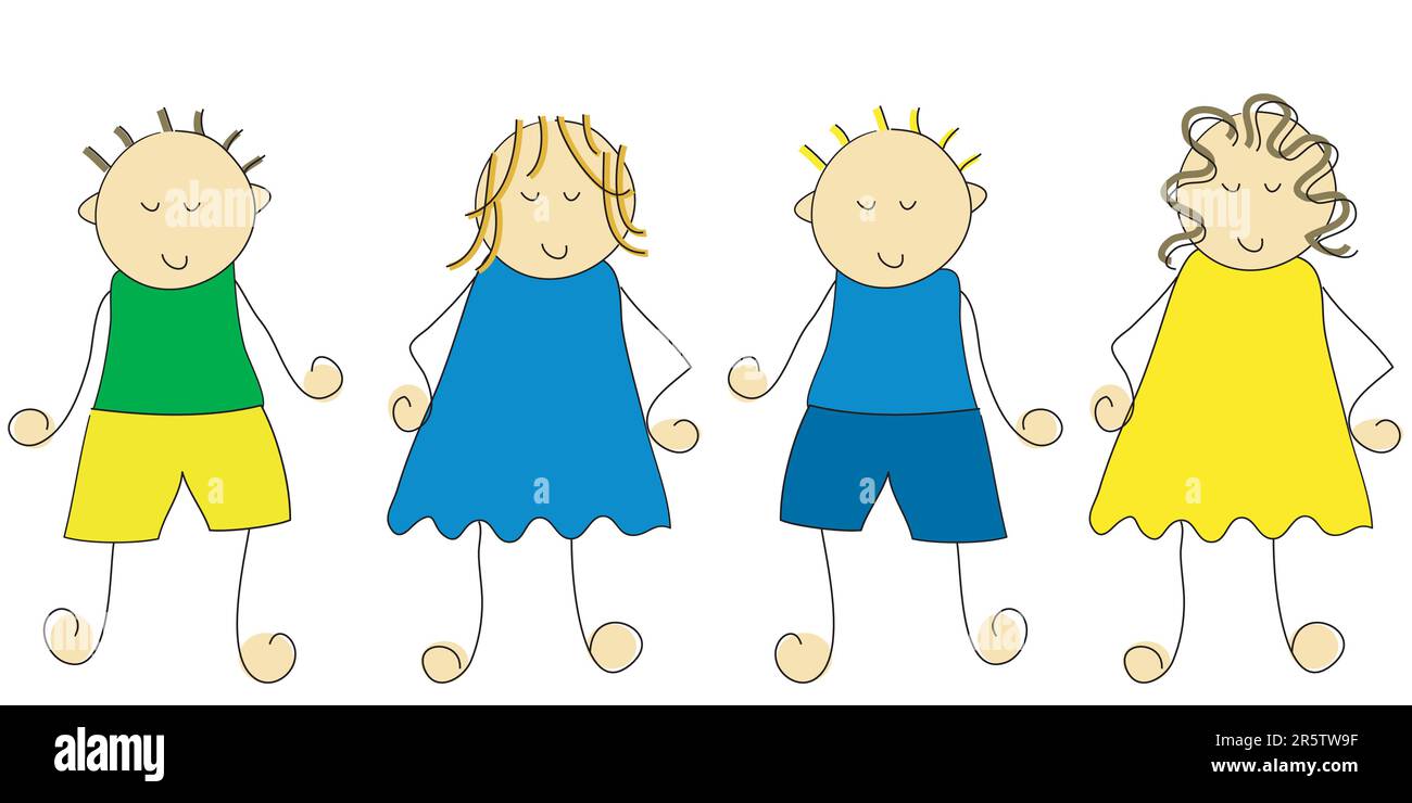 Group of four cartoon children Stock Vector Image & Art - Alamy