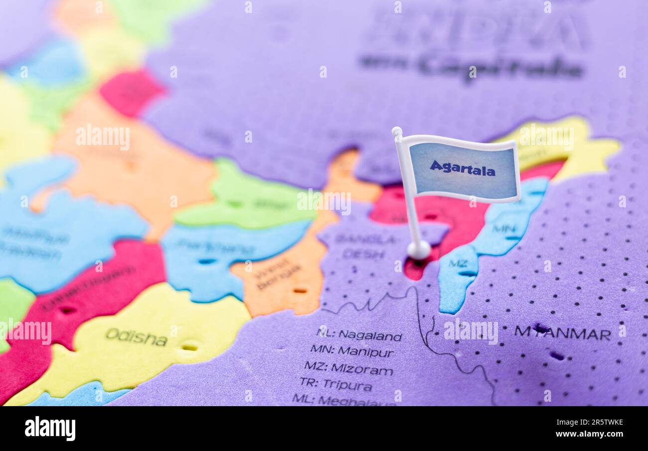 Selective focus on Agartala - the capital city of Tripura on an Indian ...