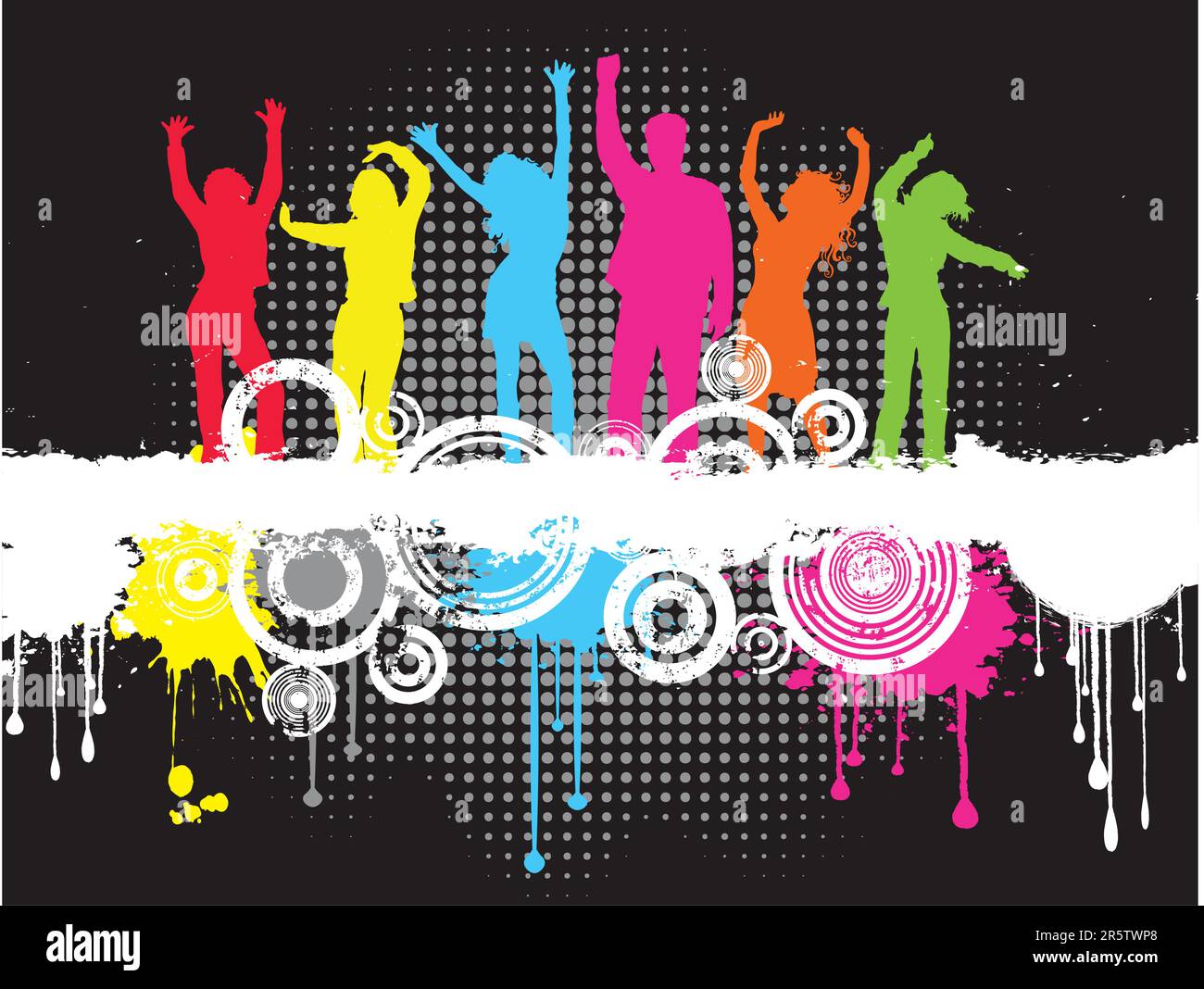 Silhouettes of people dancing on grunge background Stock Vector Image ...