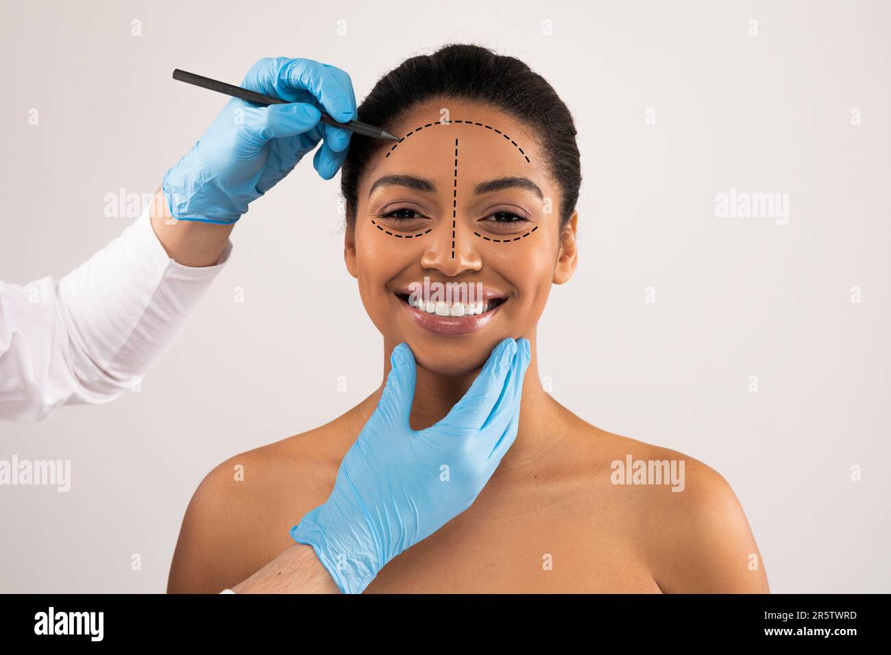 Happy pretty african american woman have plastic surgery session Stock ...