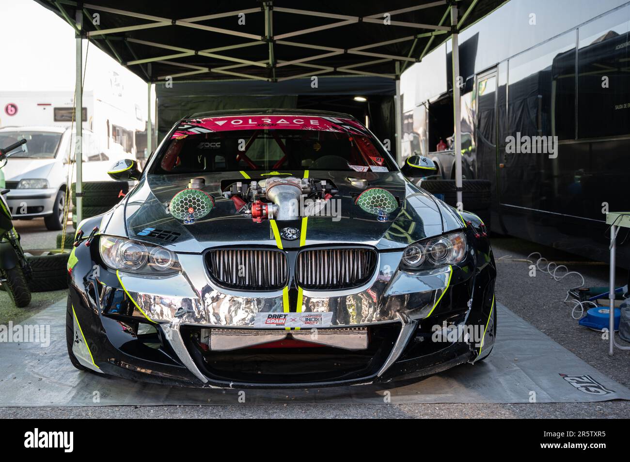 Detail of a racing BMW E92 in the team tent Stock Photo - Alamy