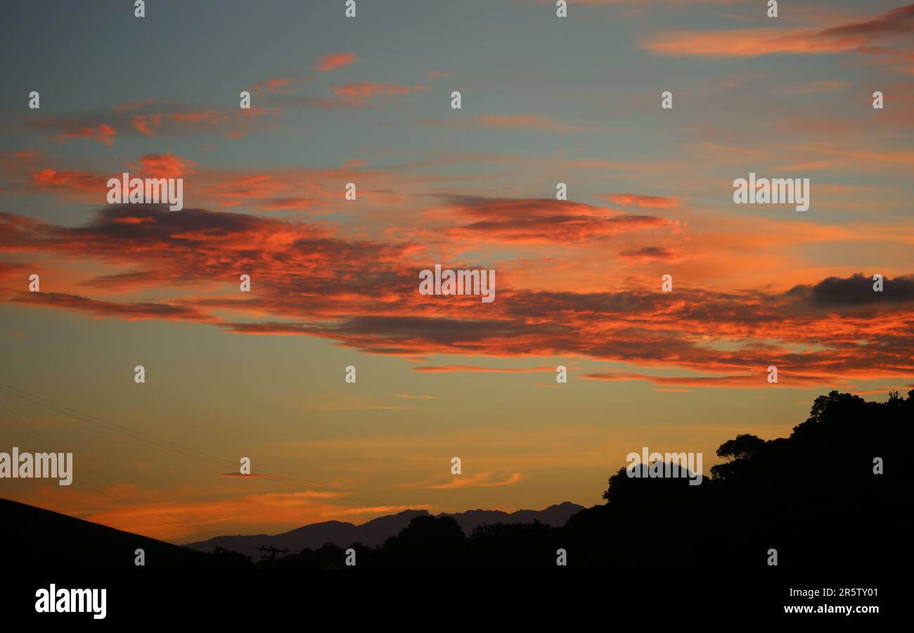 Landscape with Sunset - New Zealand Stock Photo - Alamy