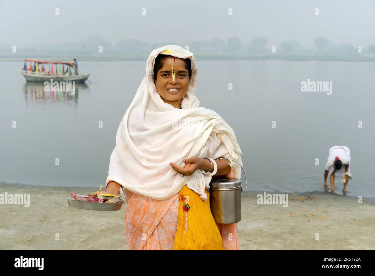 Vrindavan, India - 13 November 2019: Hindu devotee selling forehead ...