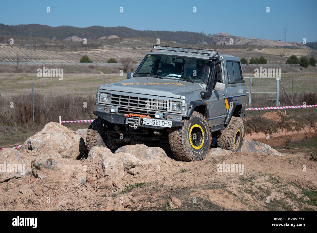 Detail of an old classic Japanese SUV Nissan Patrol of third generation ...