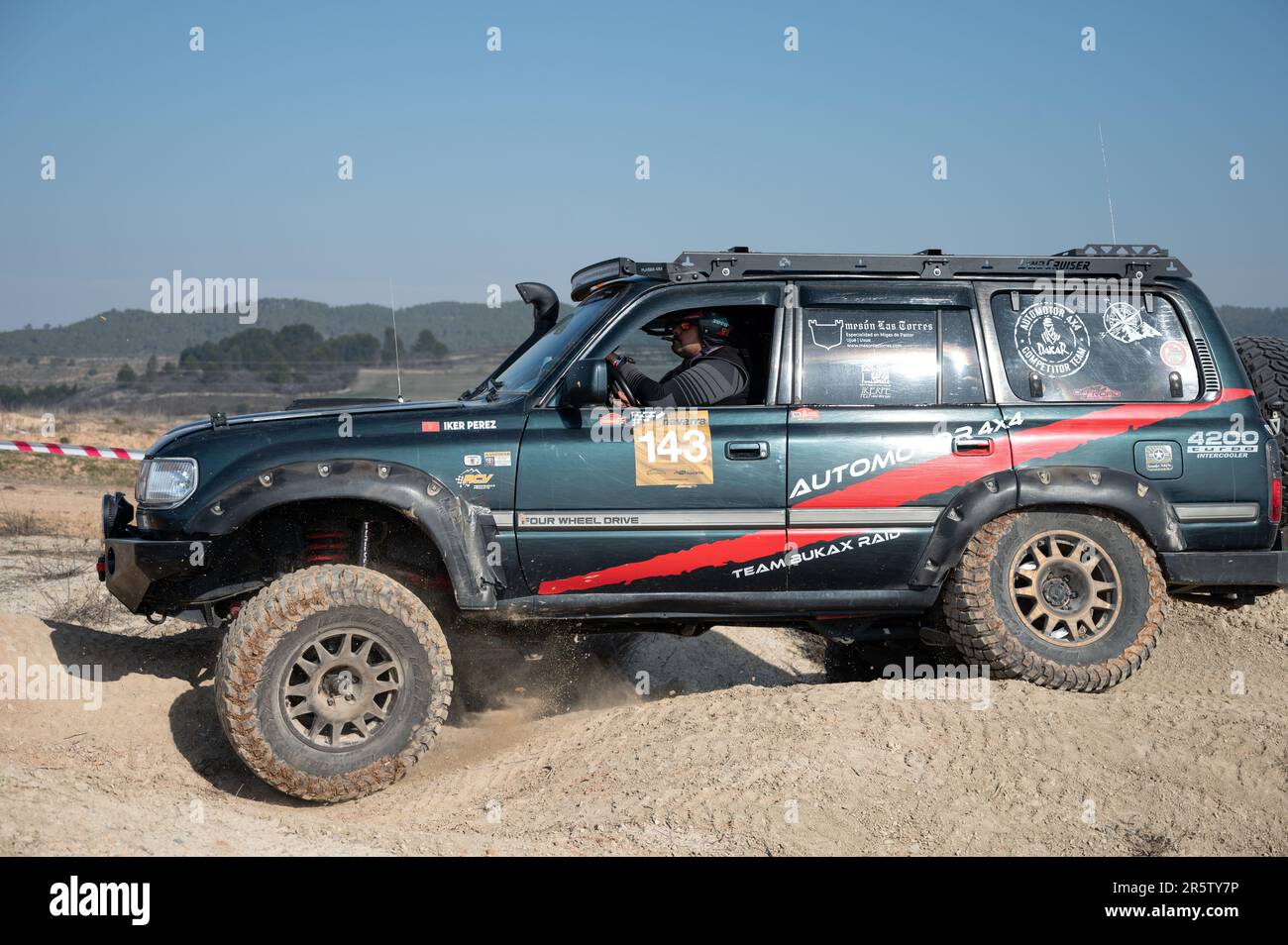 Detail of a modified Japanese SUV, it is a black Toyota Land Cruiser ...