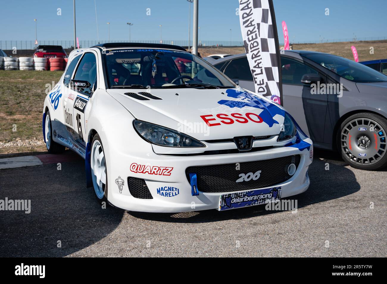 Detail of the impressive Peugeot 206 WRC rally with the decoration and ESSO Stock Photo - Alamy