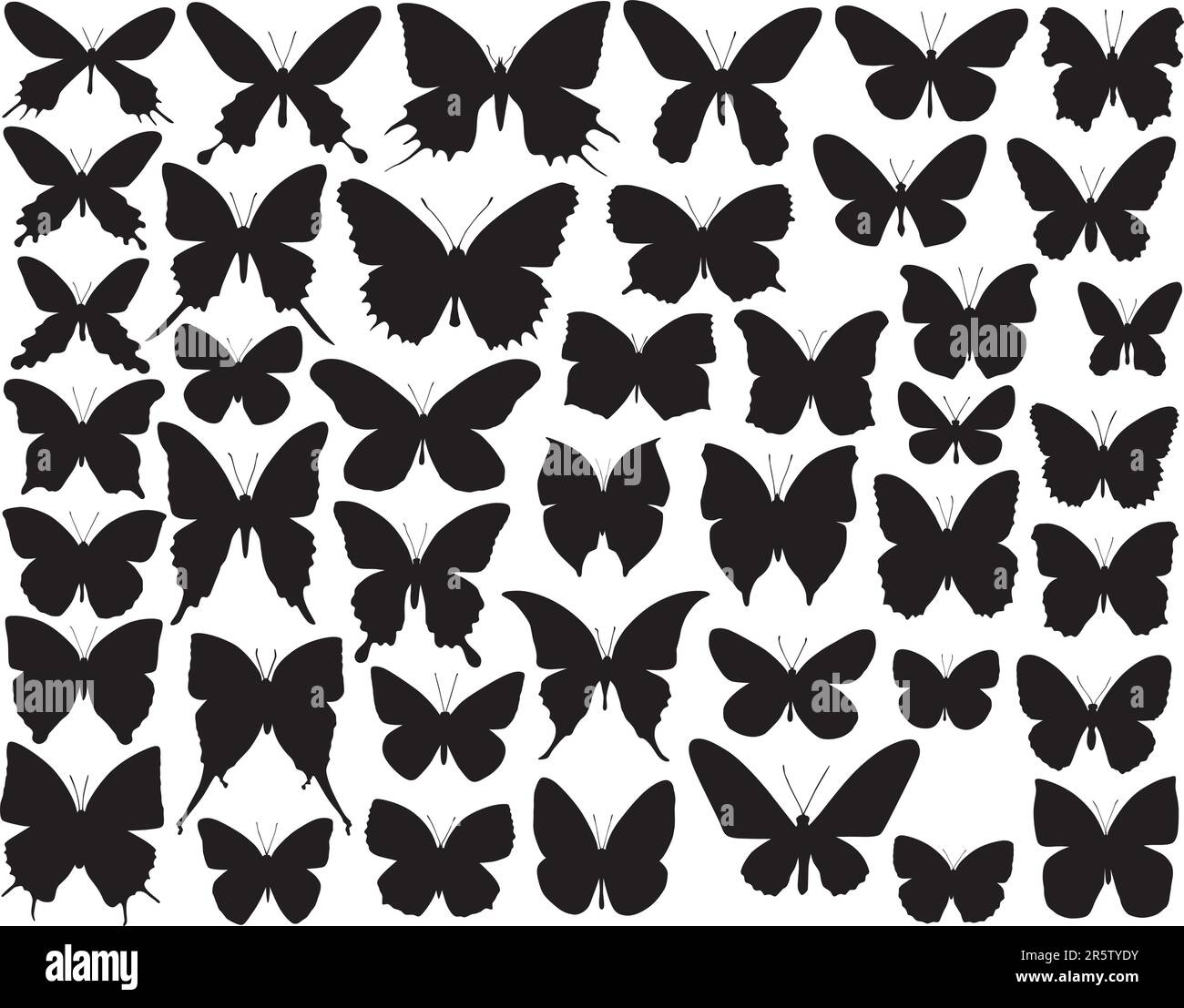Selection of vector butterfly outlines and silhouettes Stock Vector ...
