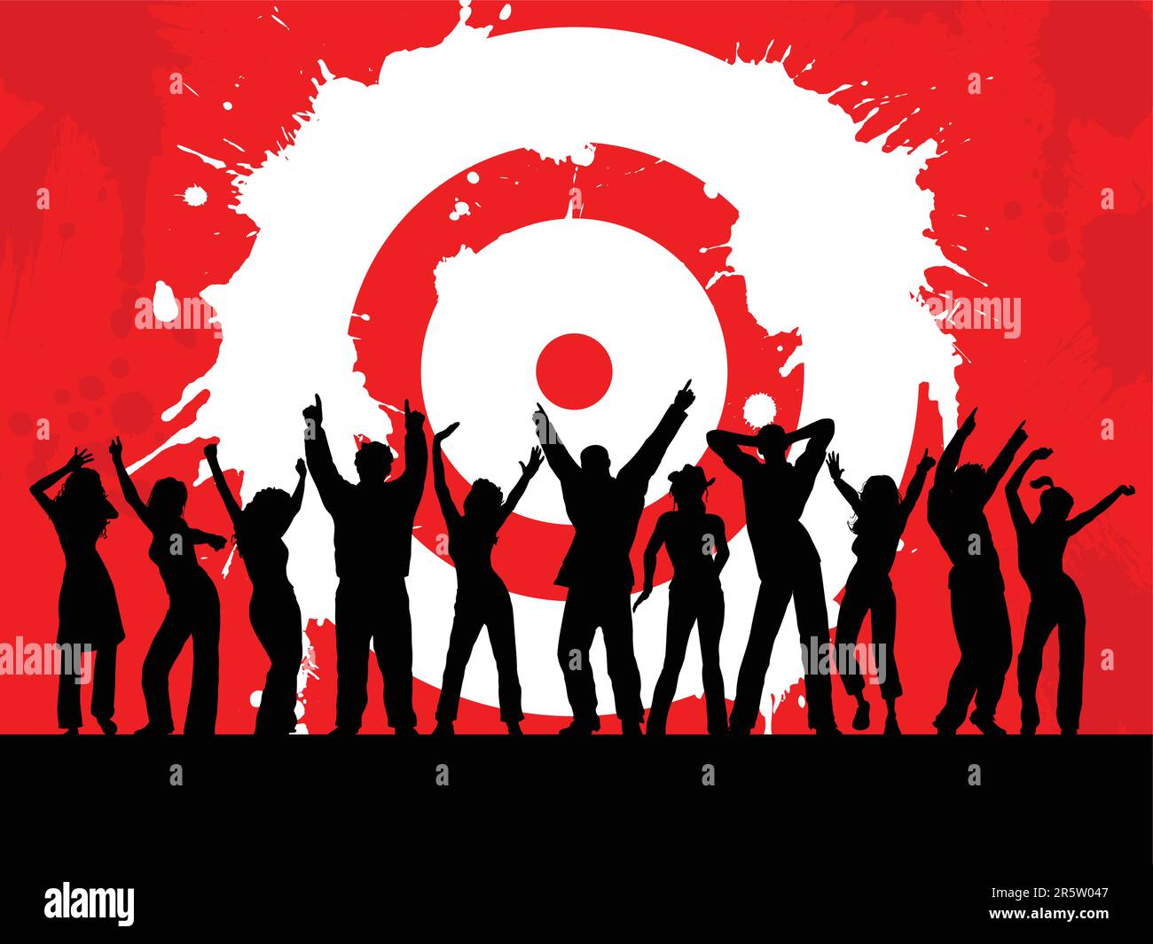 Silhouettes of people dancing on grunge background Stock Vector Image ...