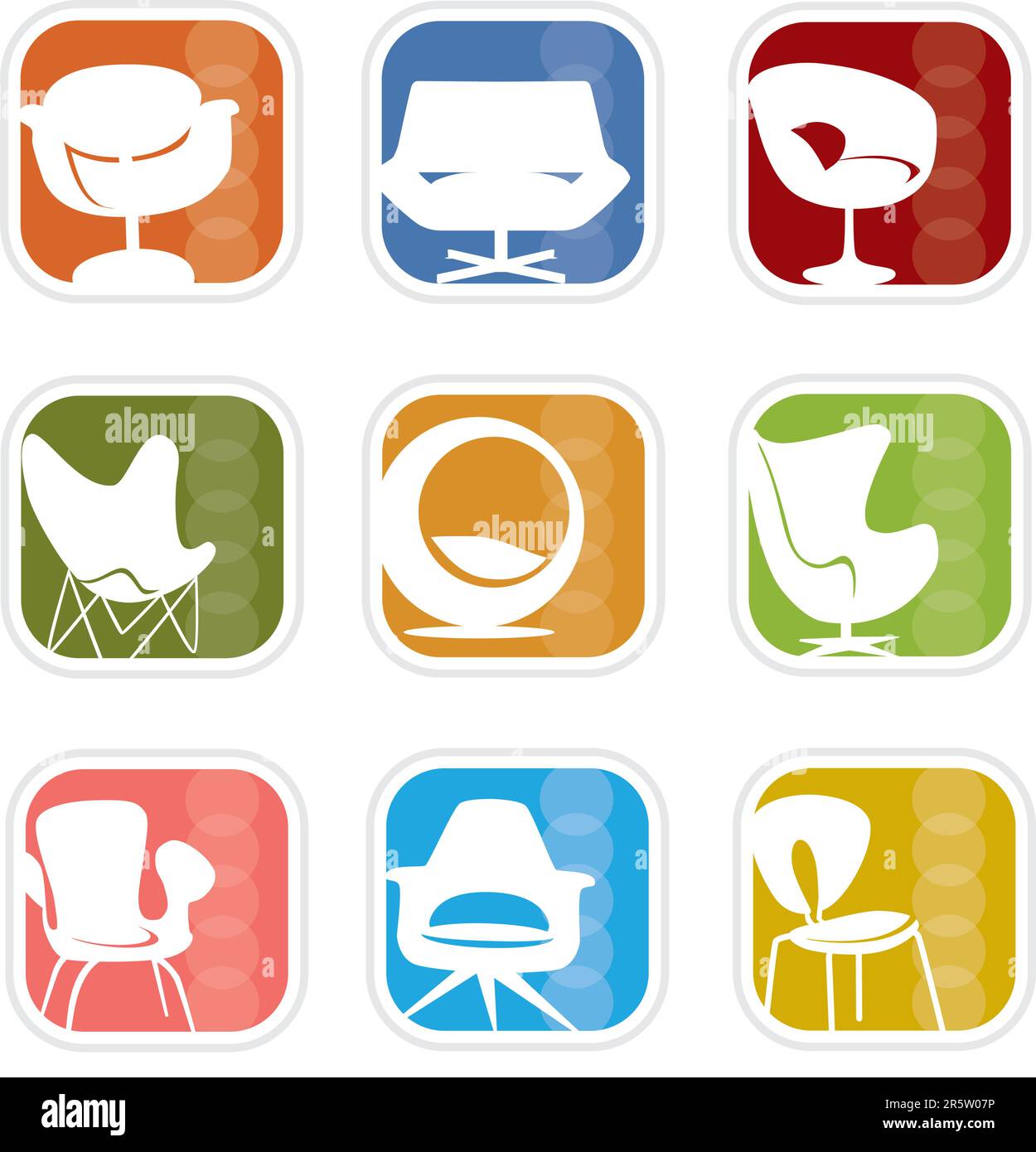 Stylish chair icons with a retro flavor—very mid-century modern; Easy ...