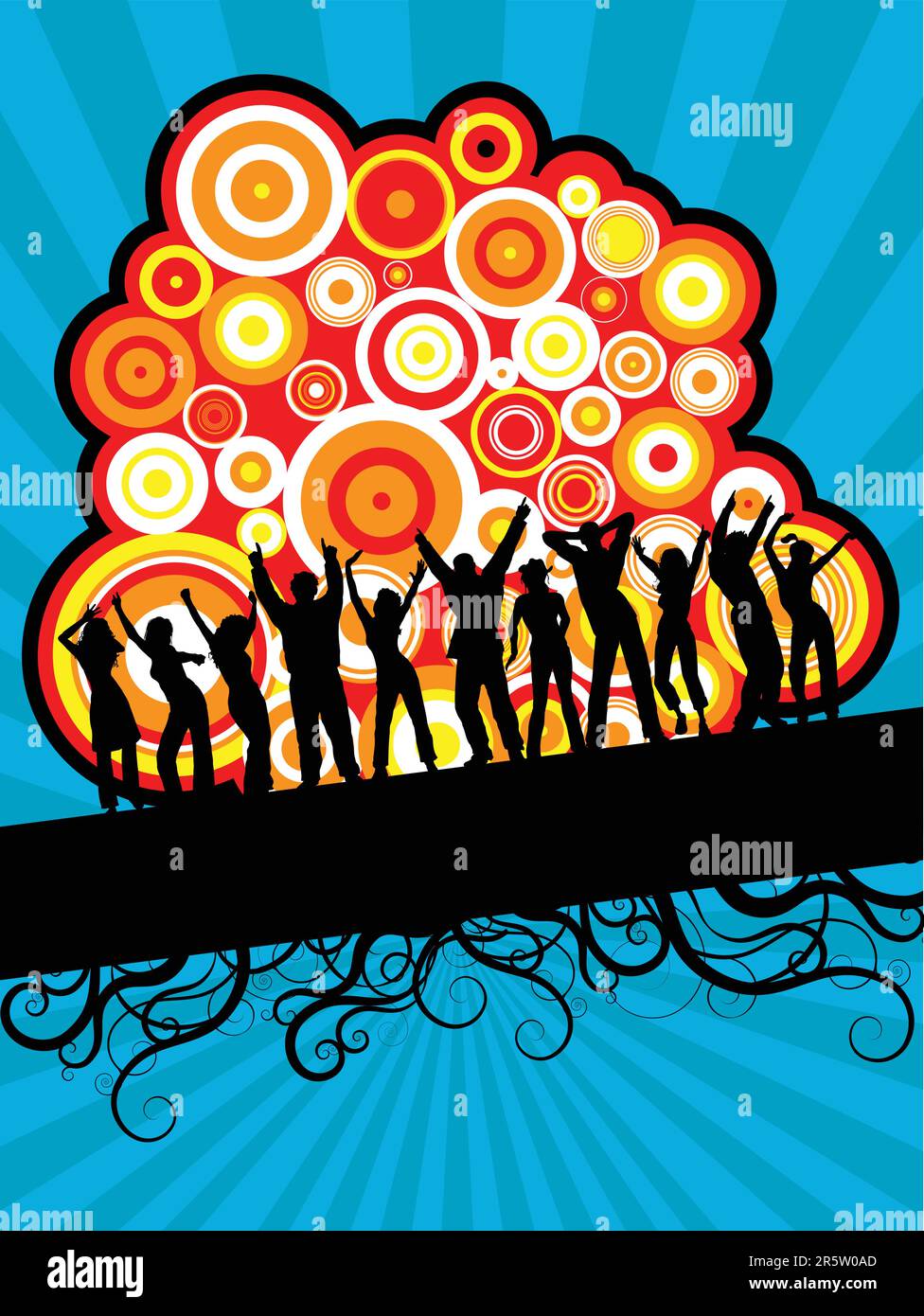 Silhouettes of people dancing on retro styled background Stock Vector ...