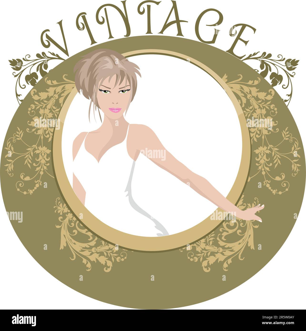 Pretty lady vintage illustration Stock Vector Images - Alamy