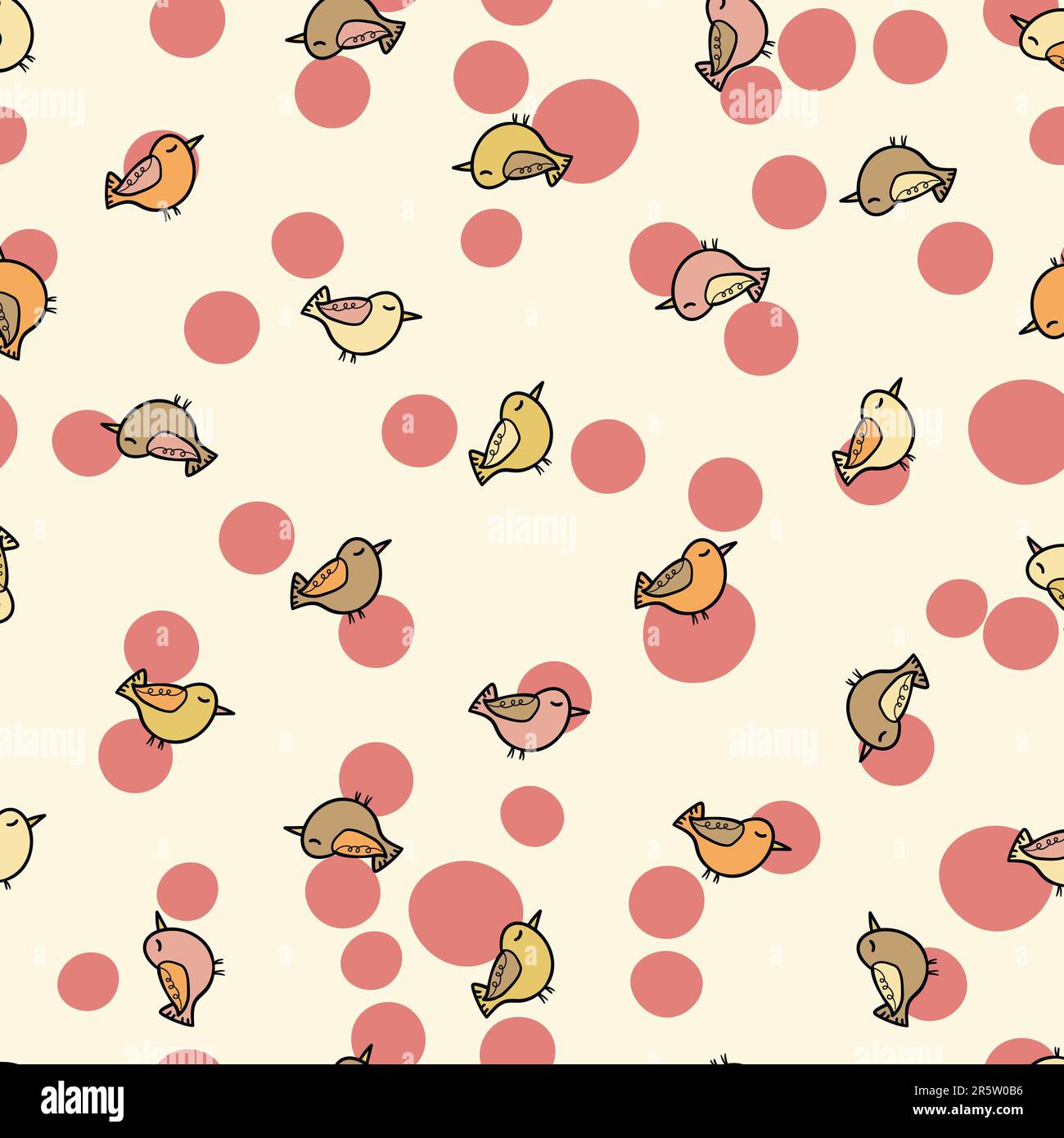 Seamless pattern with funny colorful birds. Color flat vector ...