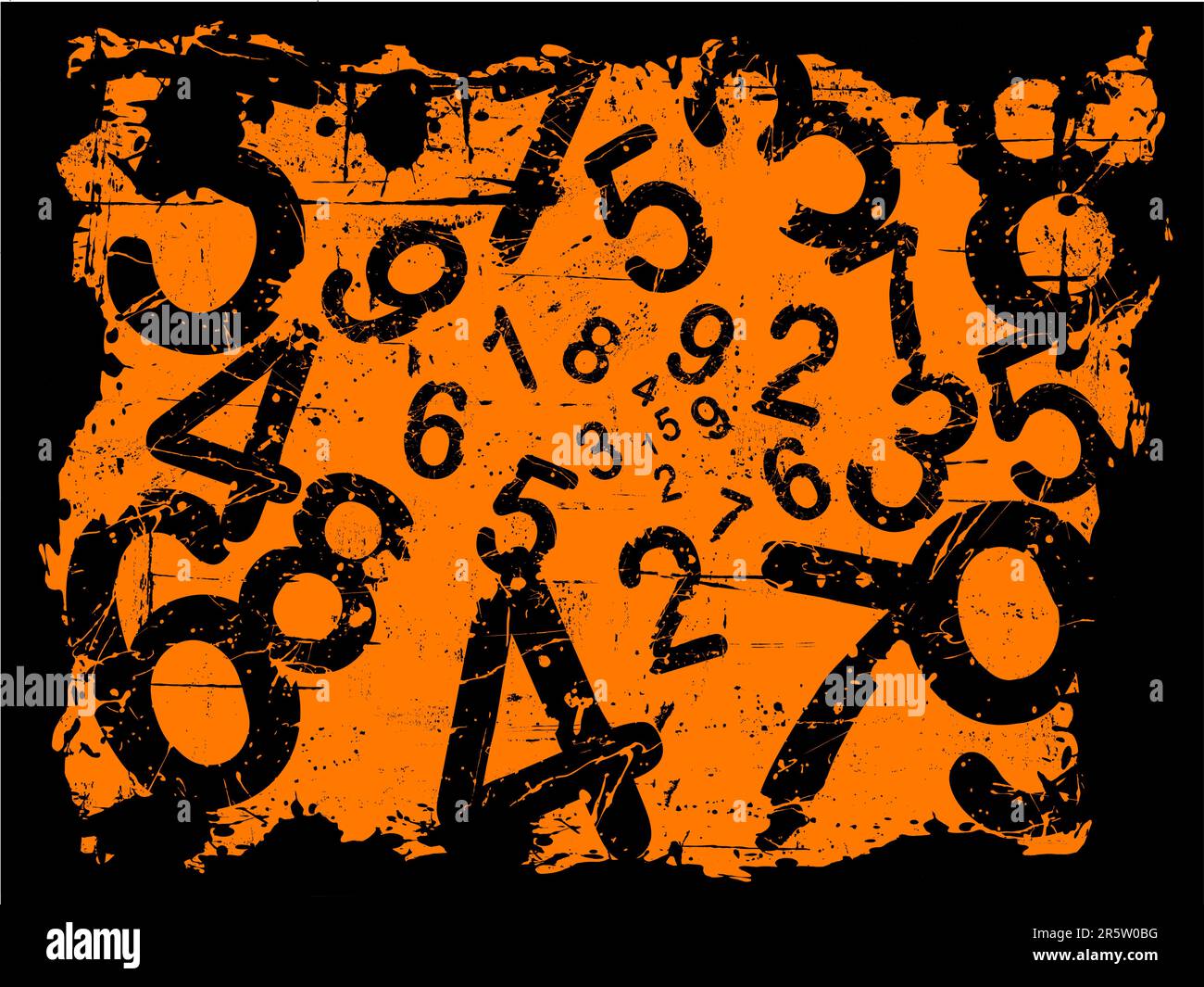 Orange Grunge Illustration with Acid Etched Numbers (Layered Vector ...