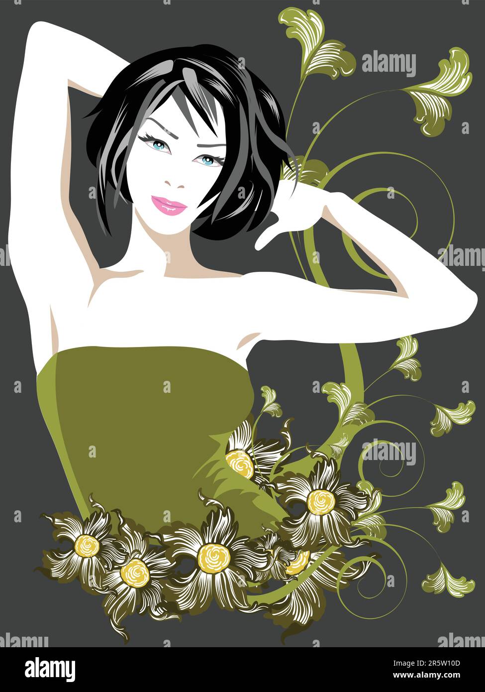 Pretty lady vintage illustration Stock Vector Images - Alamy