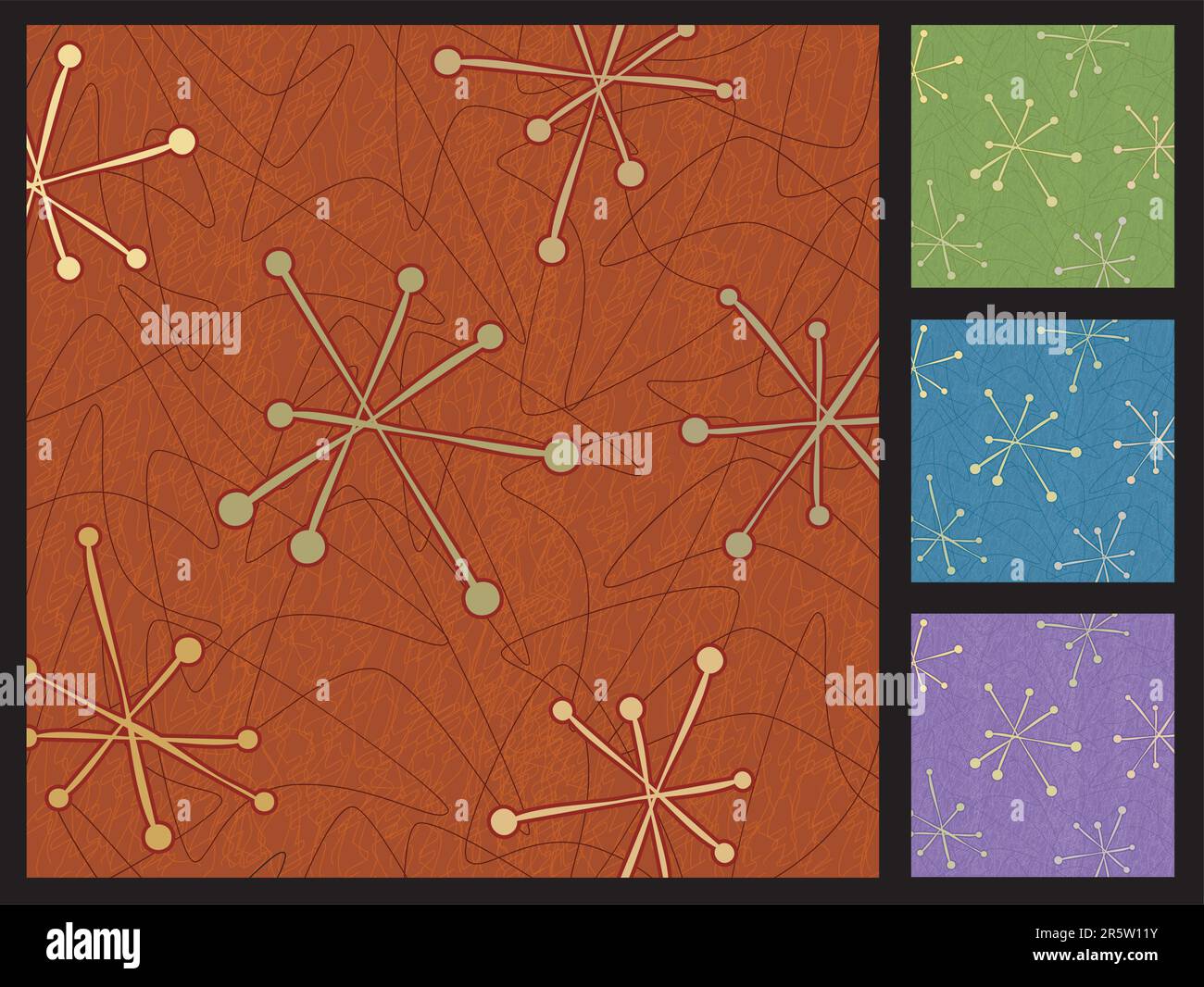 Retro Boomerangs Stars Background in 4 color sets. Each item is whole ...