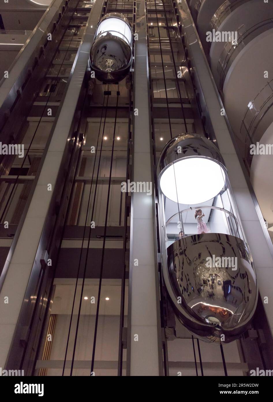 People in elevator pods in the Museum of the Future, Dubai, UAE Stock ...