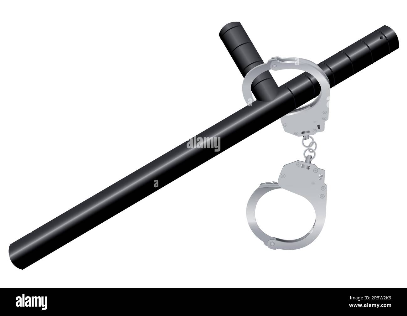 Policemen a stick and handcuffs on a white background Stock Vector ...