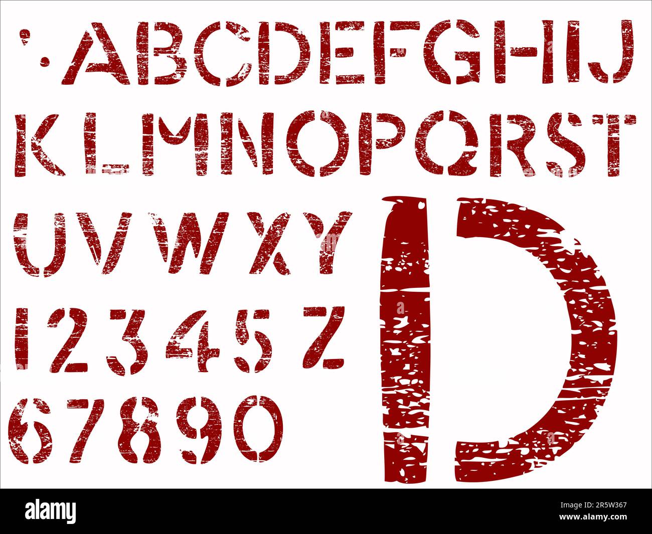 Red Grunge Letters - 36 Individual Vector Letters and Numbers grouped ...