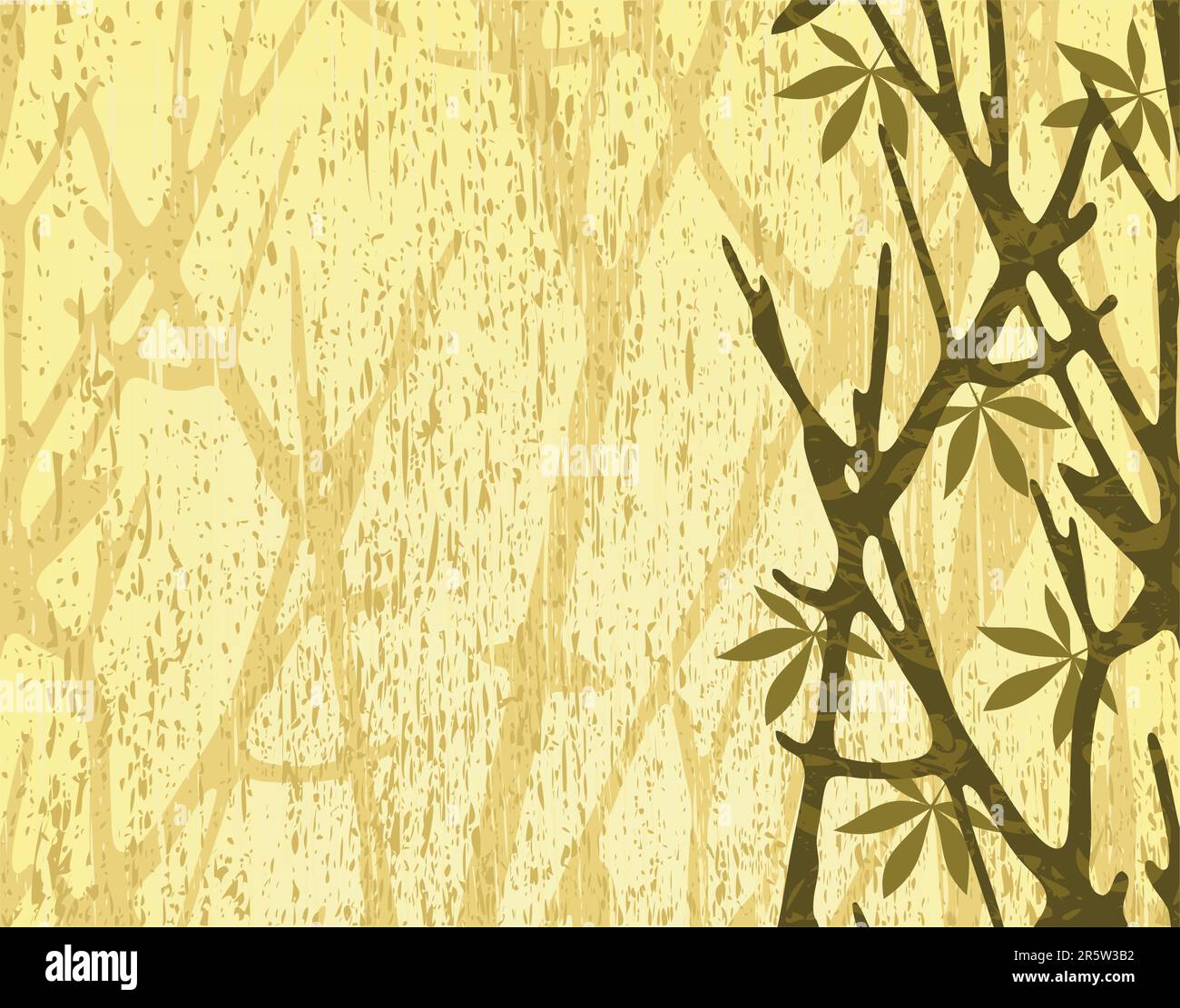 Editable vector illustration of tree branches with background grunge as ...