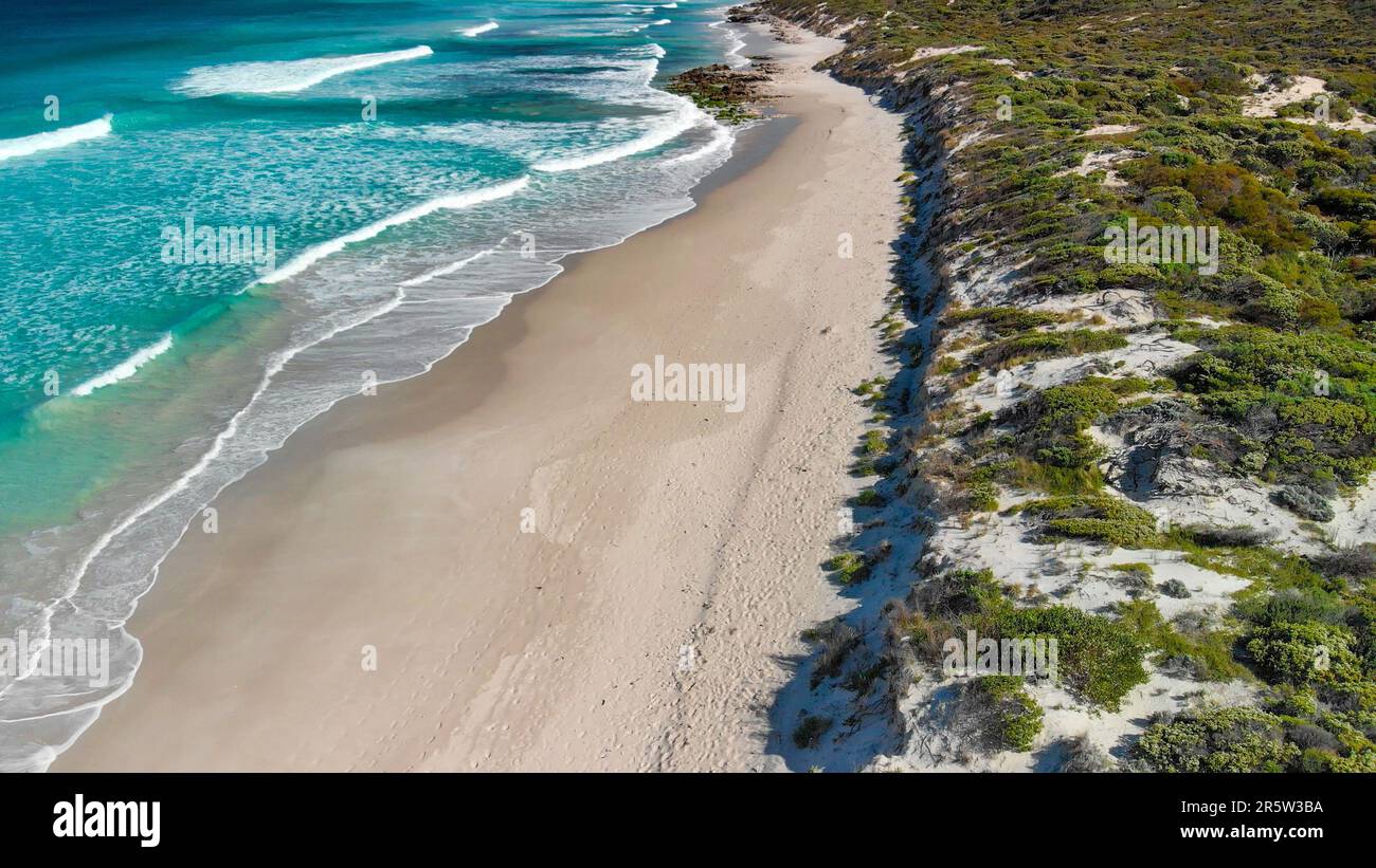 An aerial view of Kangaroo Island Pennington Bay Beach in Australia ...