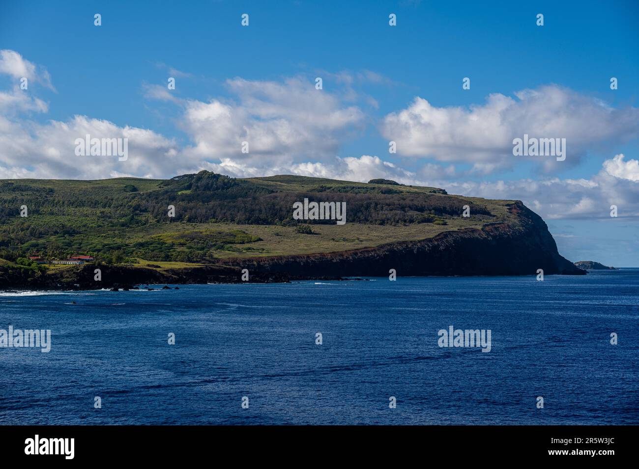 A photo of a section of Easter Island (Raoa Nui) jutting into a deep ...