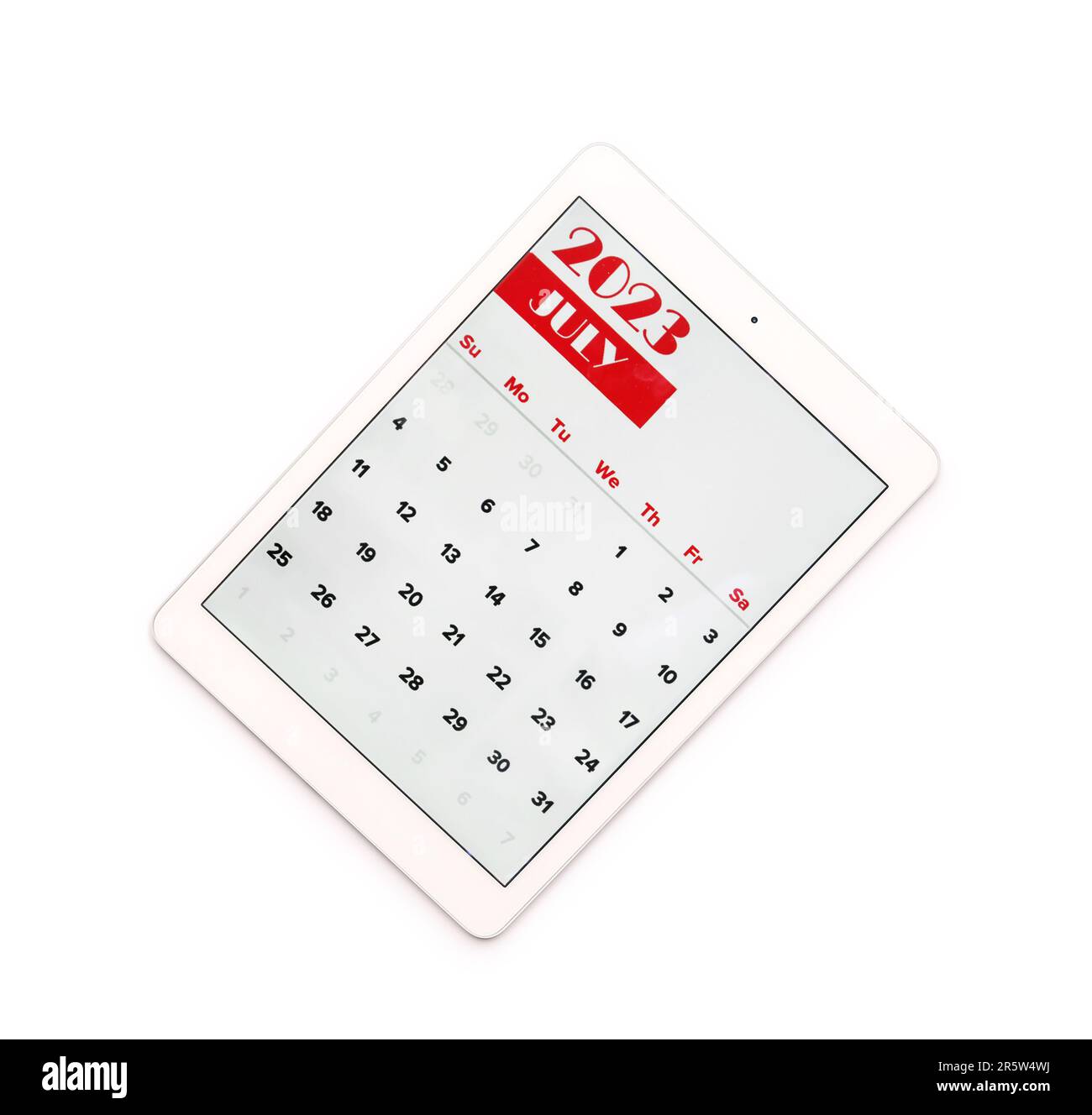 Modern tablet computer with calendar on white background Stock Photo ...