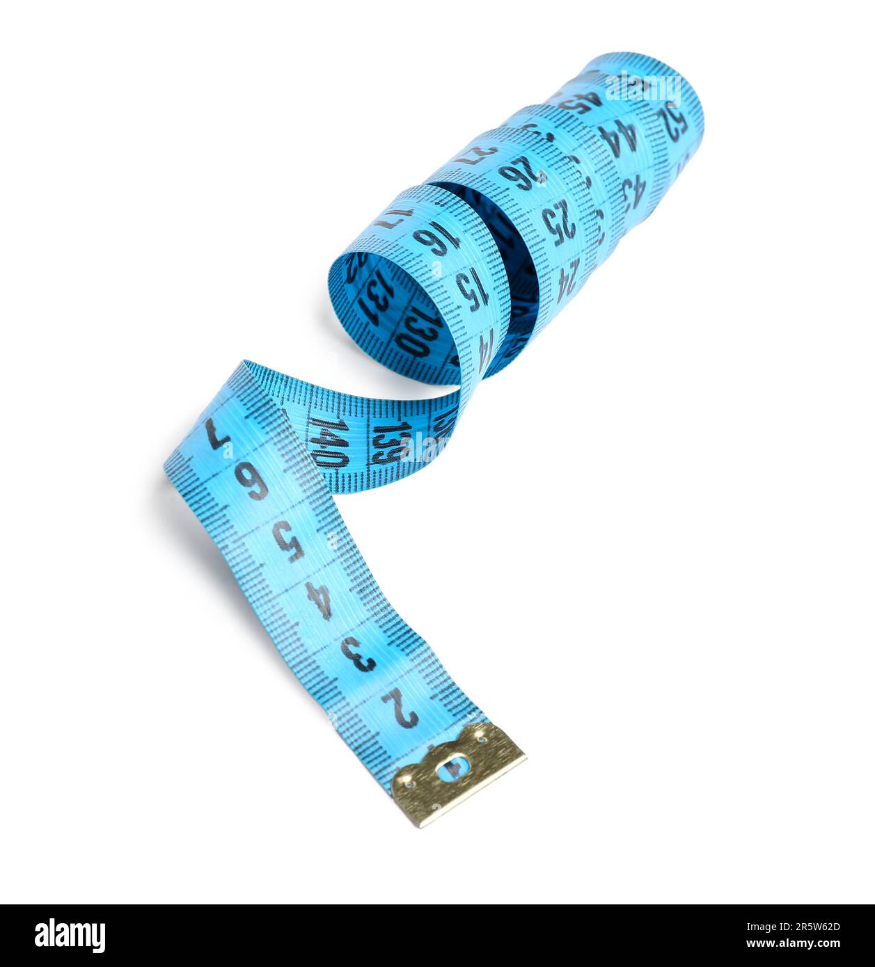 Blue tape measure on white background Stock Photo - Alamy