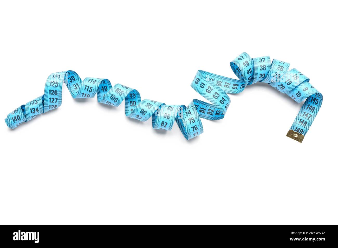 Blue tape measure on white background Stock Photo - Alamy