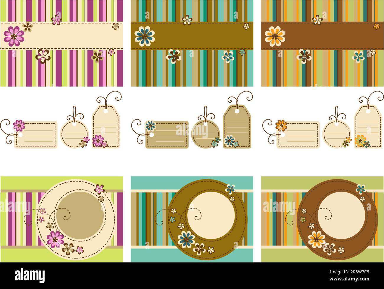 Vector Scrapbook set - frames, tag and background featuring stylized ...