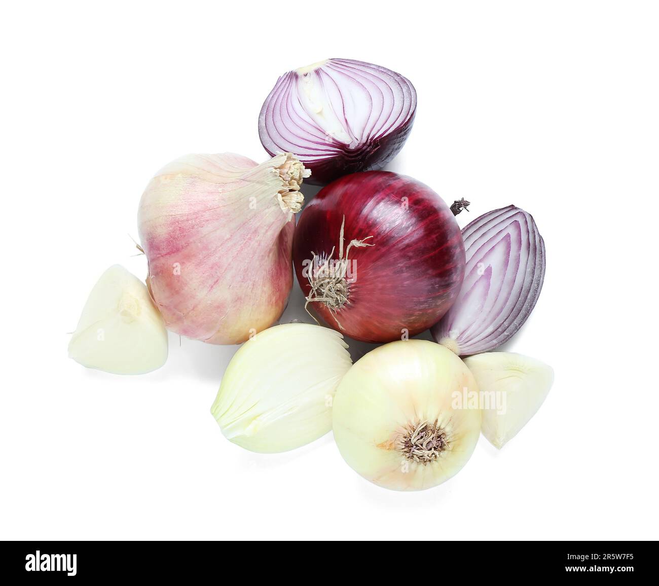 Different kinds of onion isolated on white background Stock Photo - Alamy