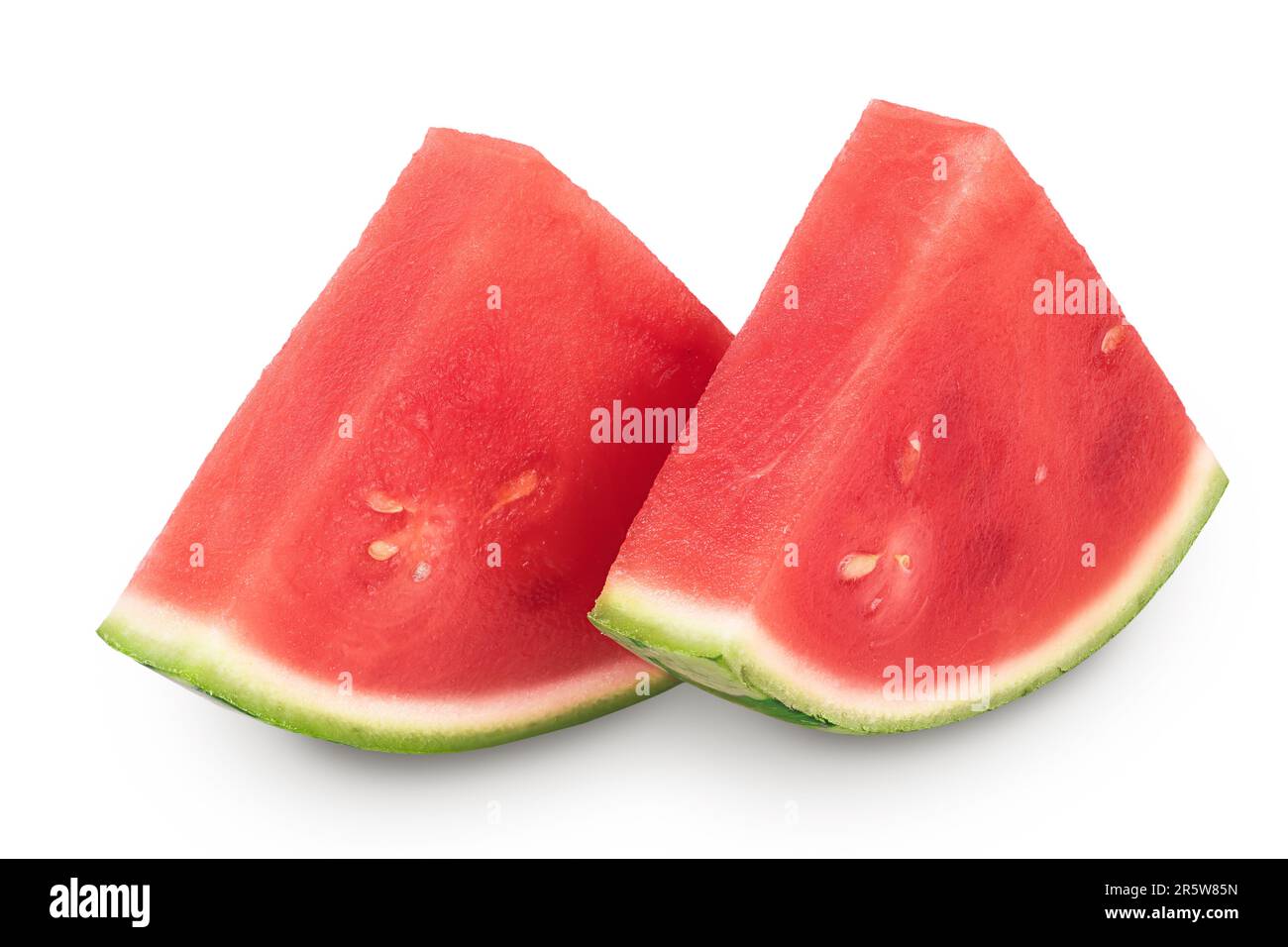 Red seedless watermelon slices isolated on white background with full ...