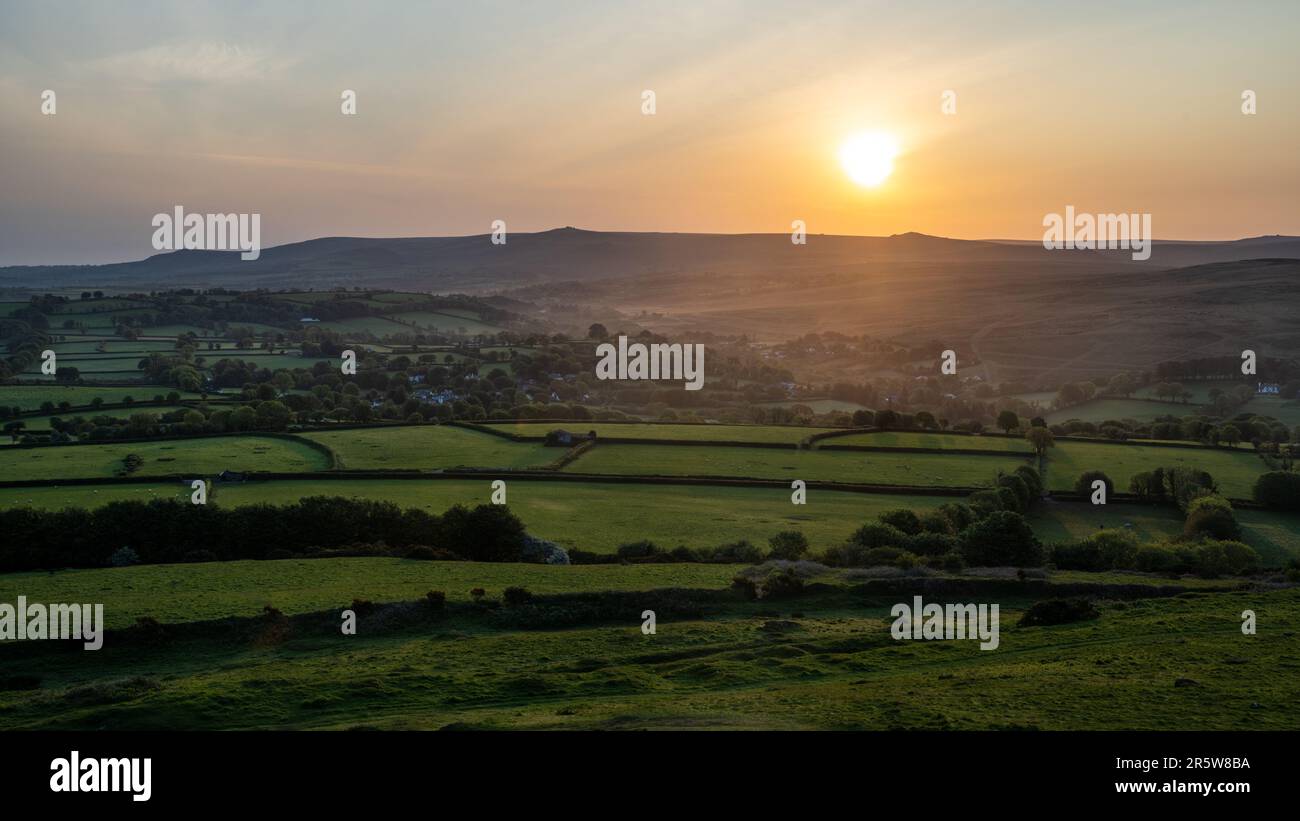 Mist rises from the valleys around Lydford and North Brentor under the ...