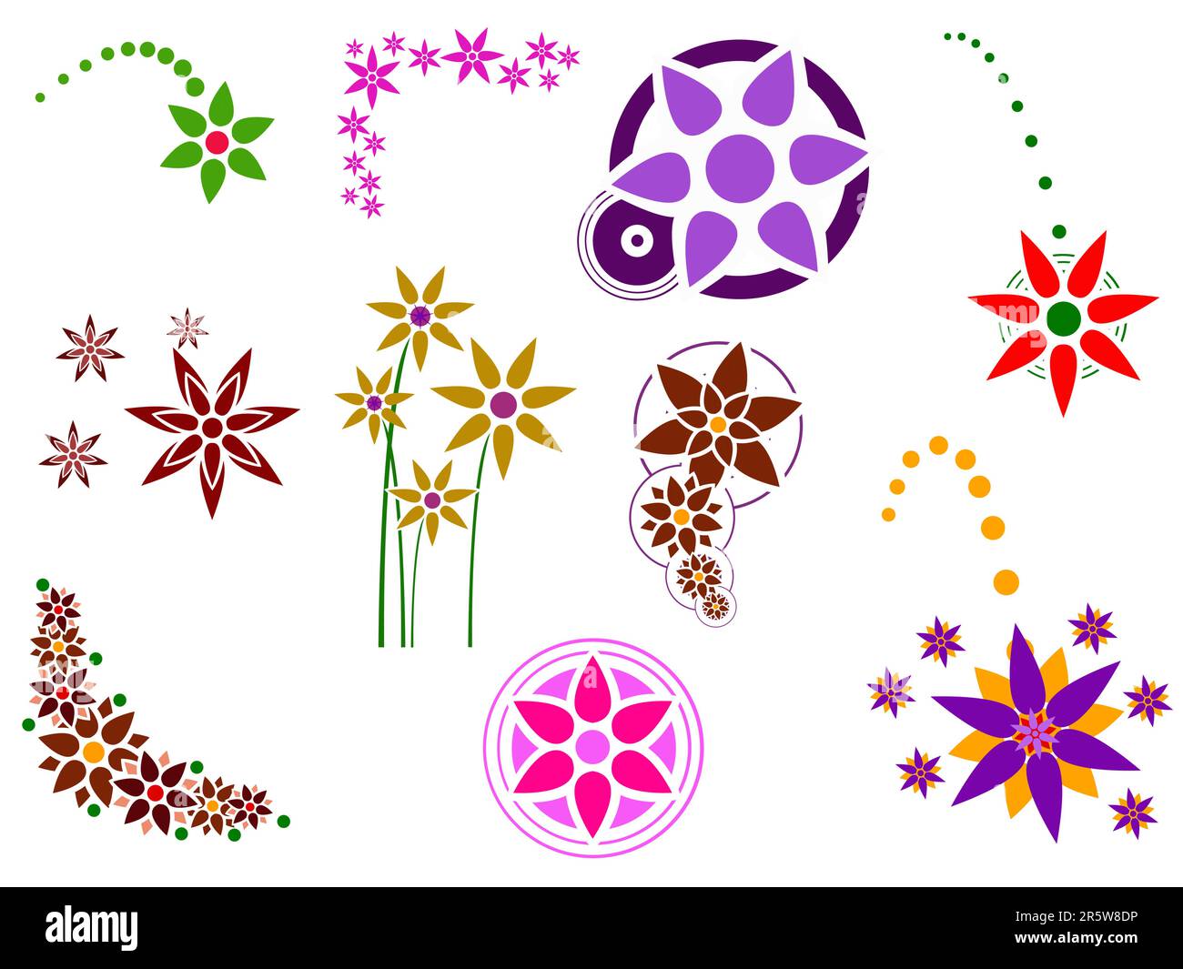 Flower Graphic Elements - 10 Separate graphic elements grouped for easy ...
