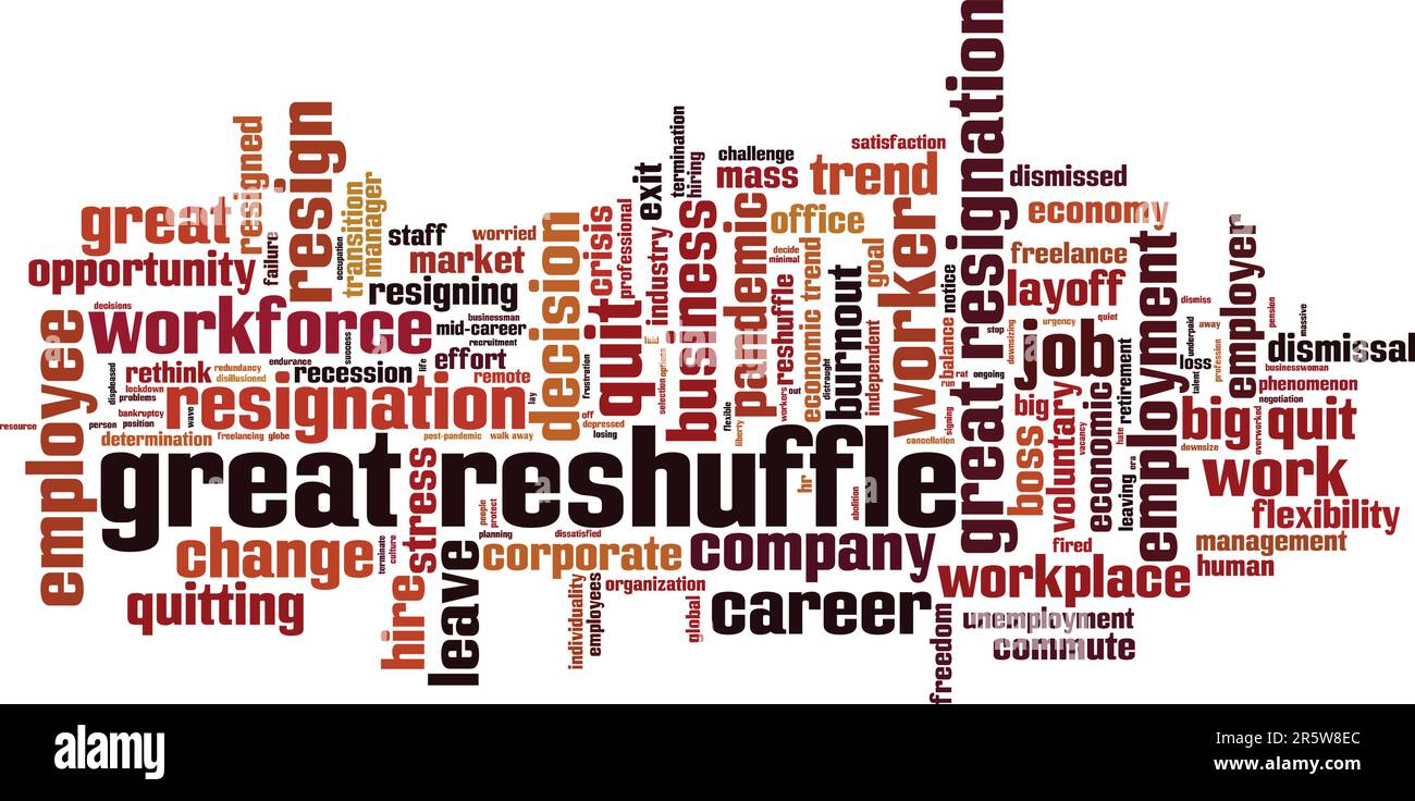 Great Reshuffle Word Cloud Concept Collage Made Of Words About Great