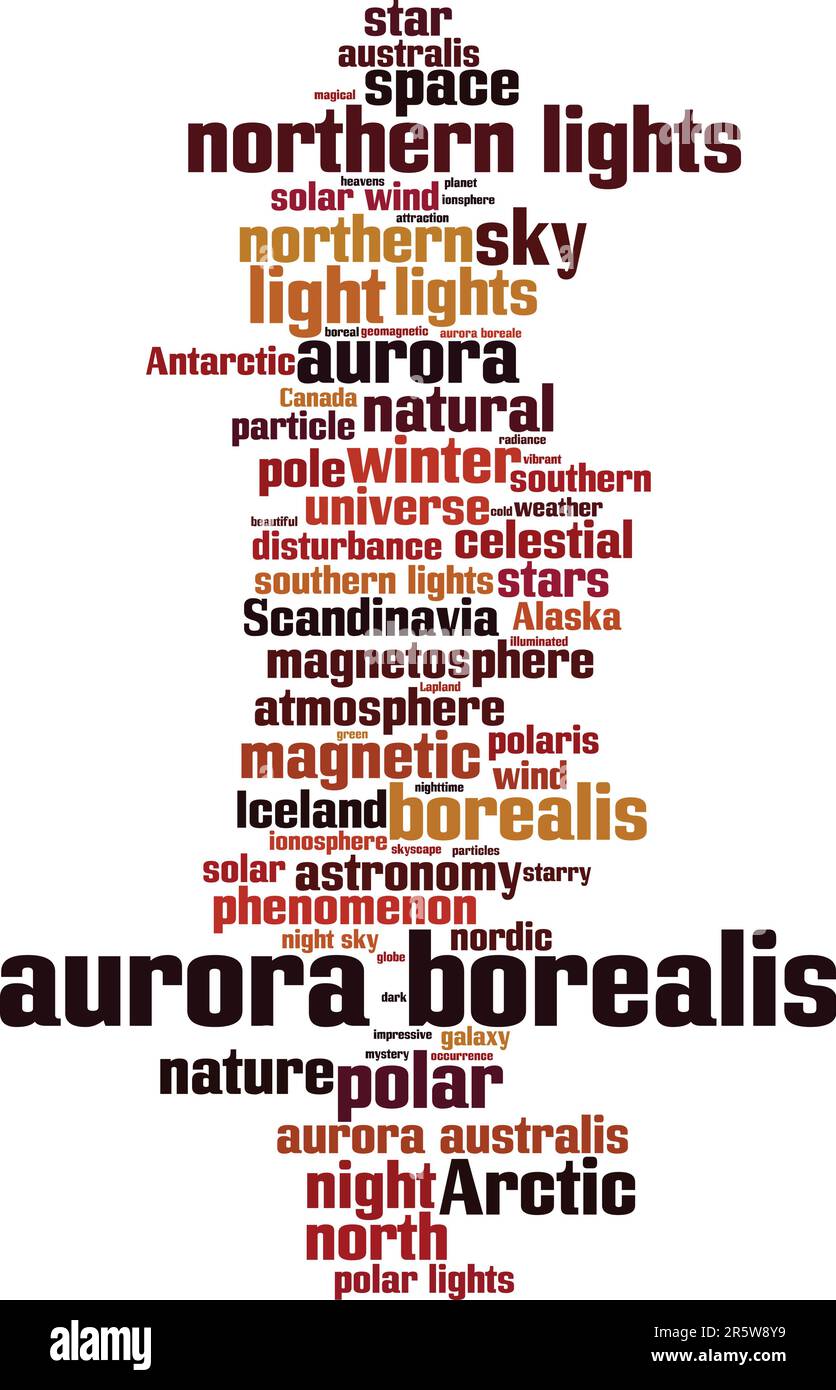 Aurora borealis word cloud concept. Collage made of words about aurora ...