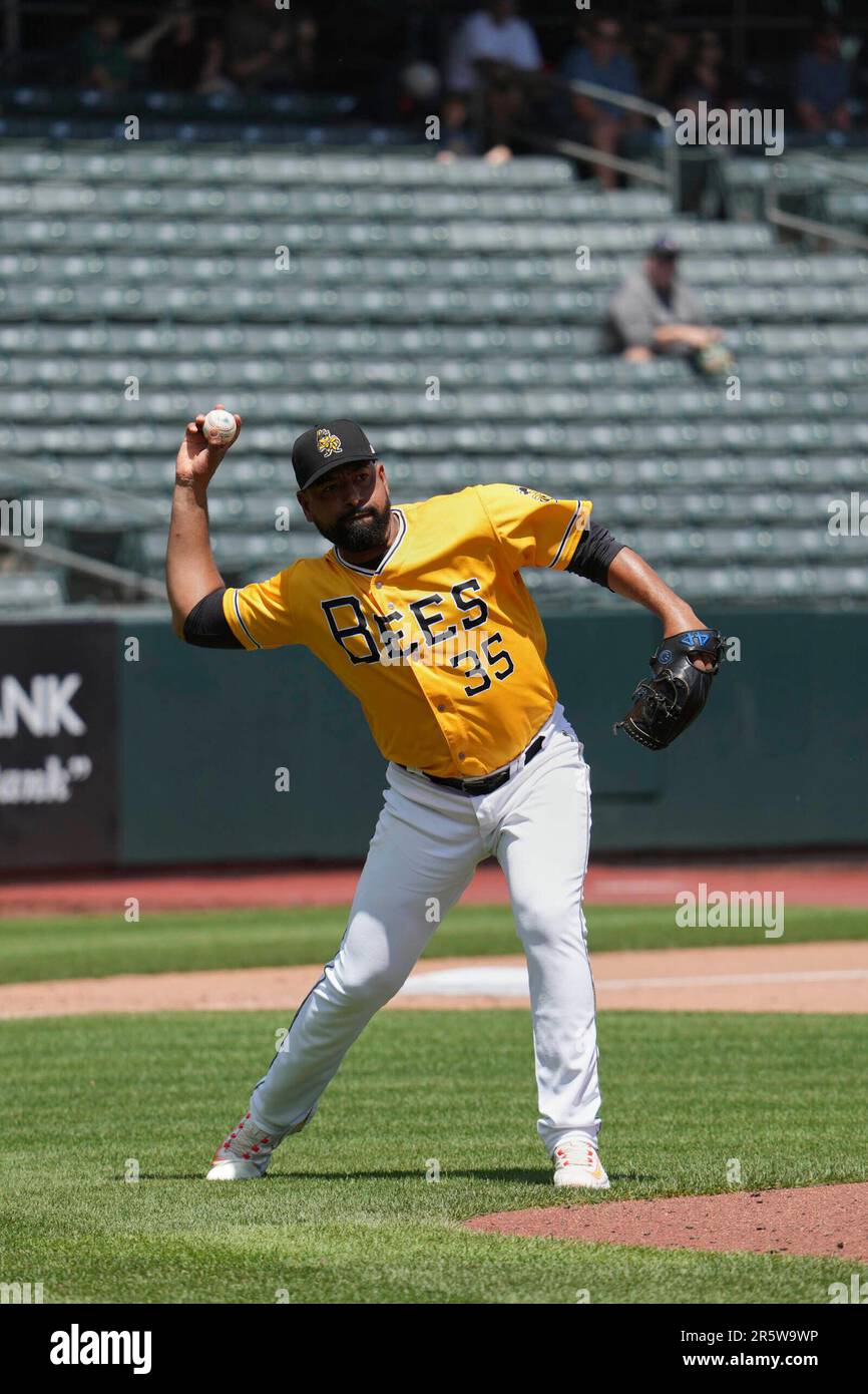 June 4 2023: Salt Lake pitcher Cesar Valdez (35) makes a play during ...