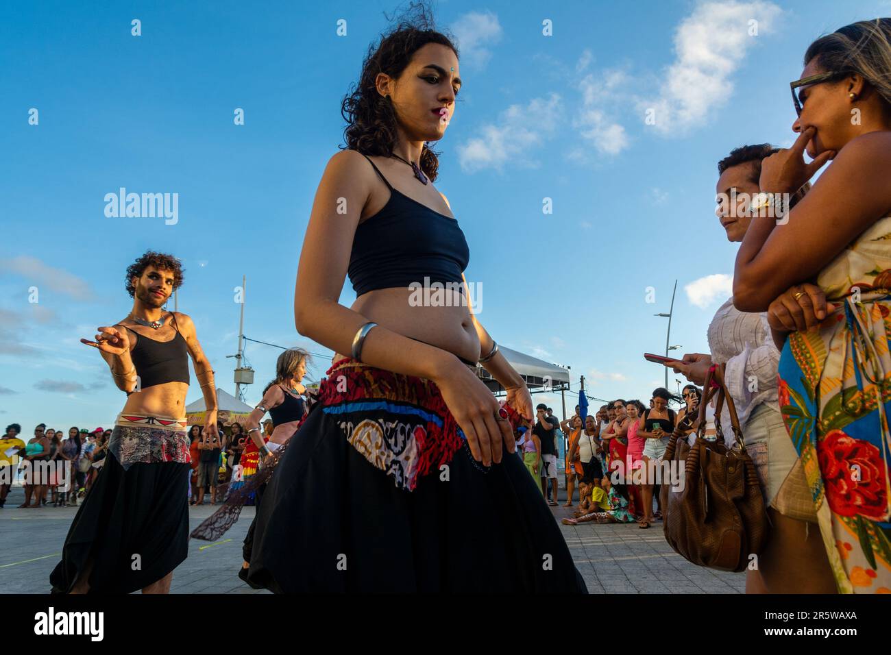 Salvador, Bahia, Brazil - October 22, 2022: Street performers are seen ...