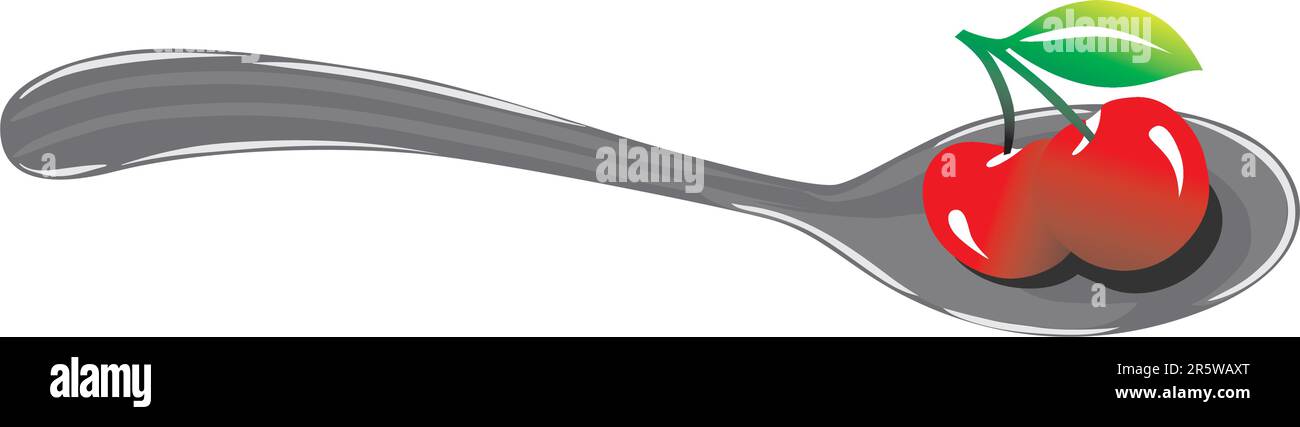 Illustration of a spoon with cherry Stock Vector Image & Art - Alamy