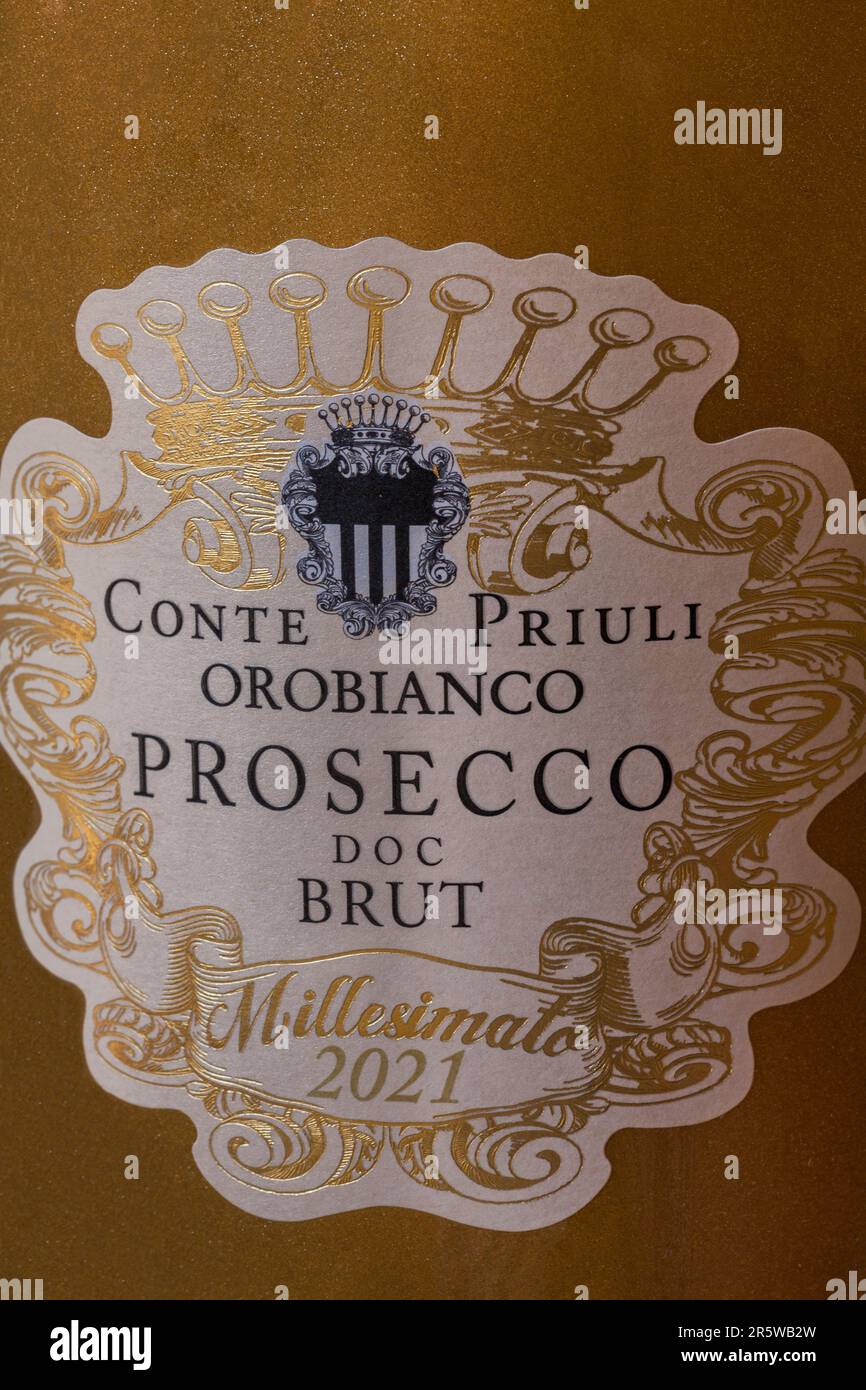 Label on bottle of Conte Priuli Orobianco Prosecco Doc Brut Millesimato ...