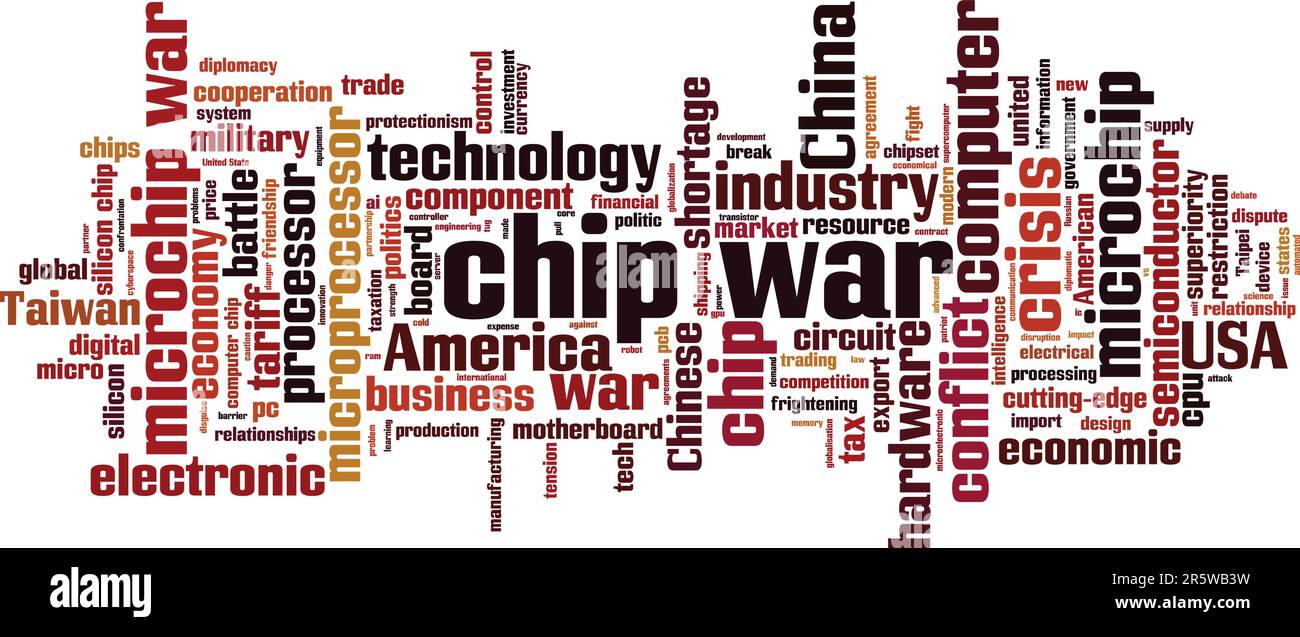 Chip war word cloud concept. Collage made of words about chip war ...