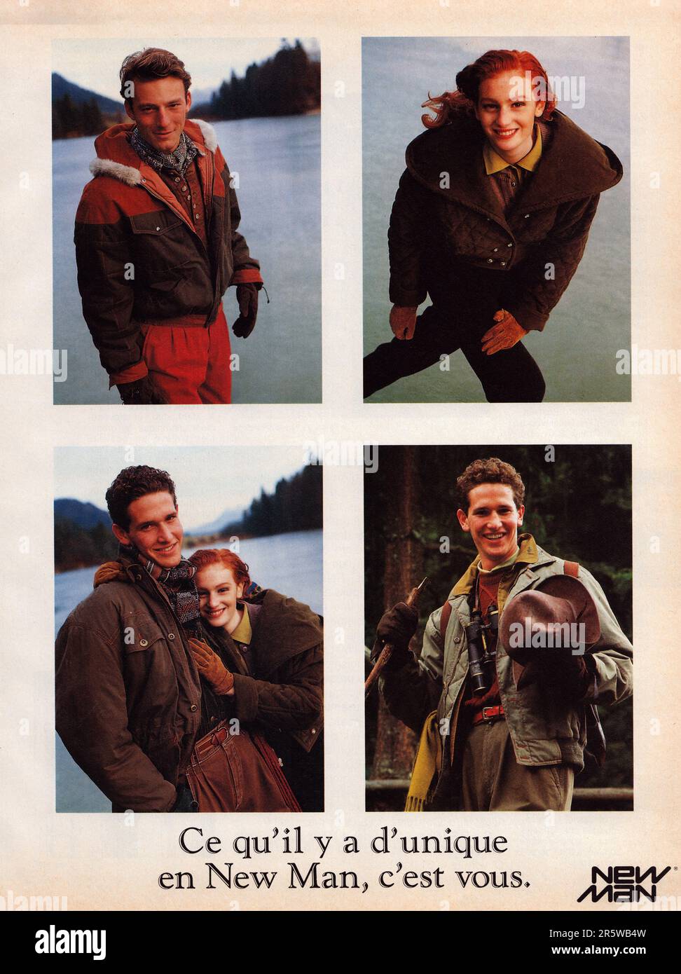 New Man advertisement new Man outdoor clothes French commercial Stock ...