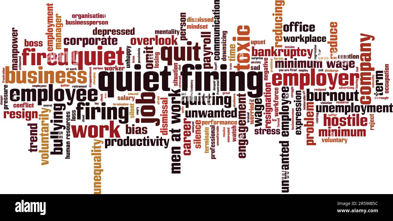 Quiet firing word cloud concept. Collage made of words about quiet ... Quiet firing word cloud concept. Collage made of words about quiet ...